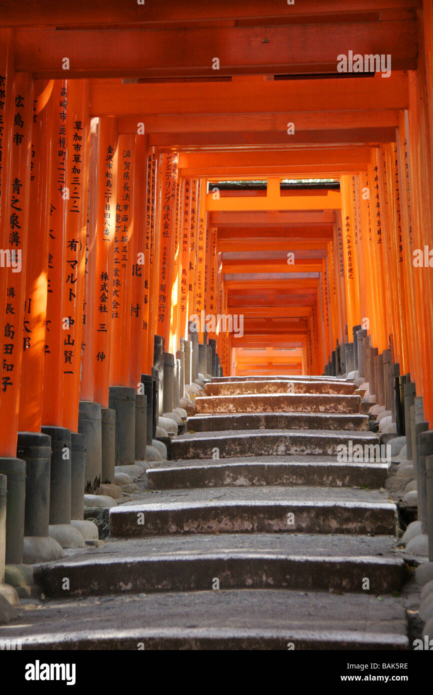 Rows of Torii gates at Fushumi Inari Taisha Kyoto Japan Stock Photo - Alamy
