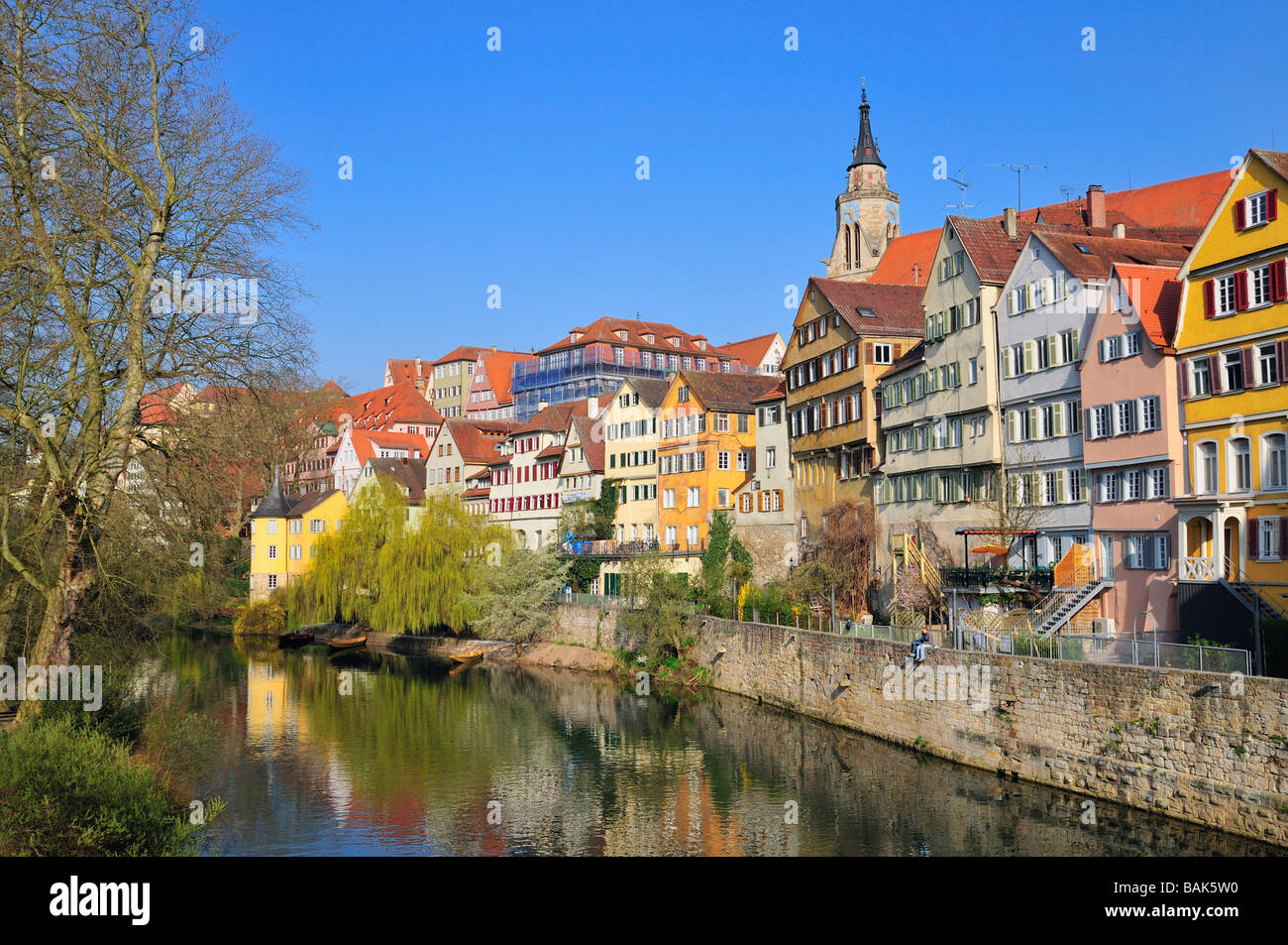 The famous picturesque Neckarfront (Neckar waterfront), Tuebingen ...