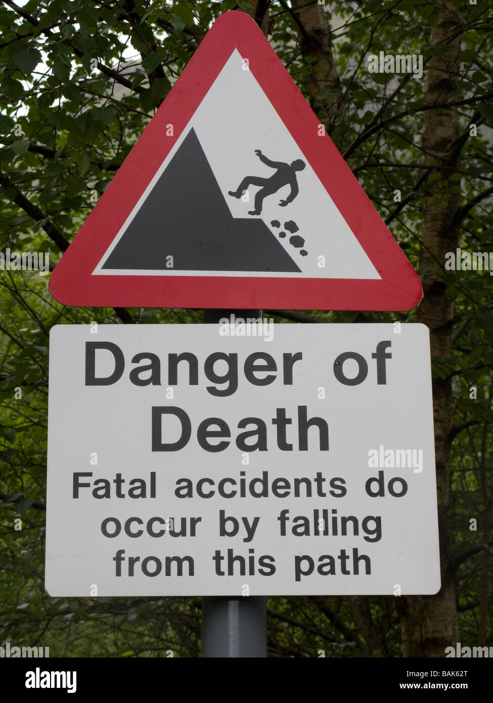 A safety notice indicating unsafe pathway Stock Photo - Alamy