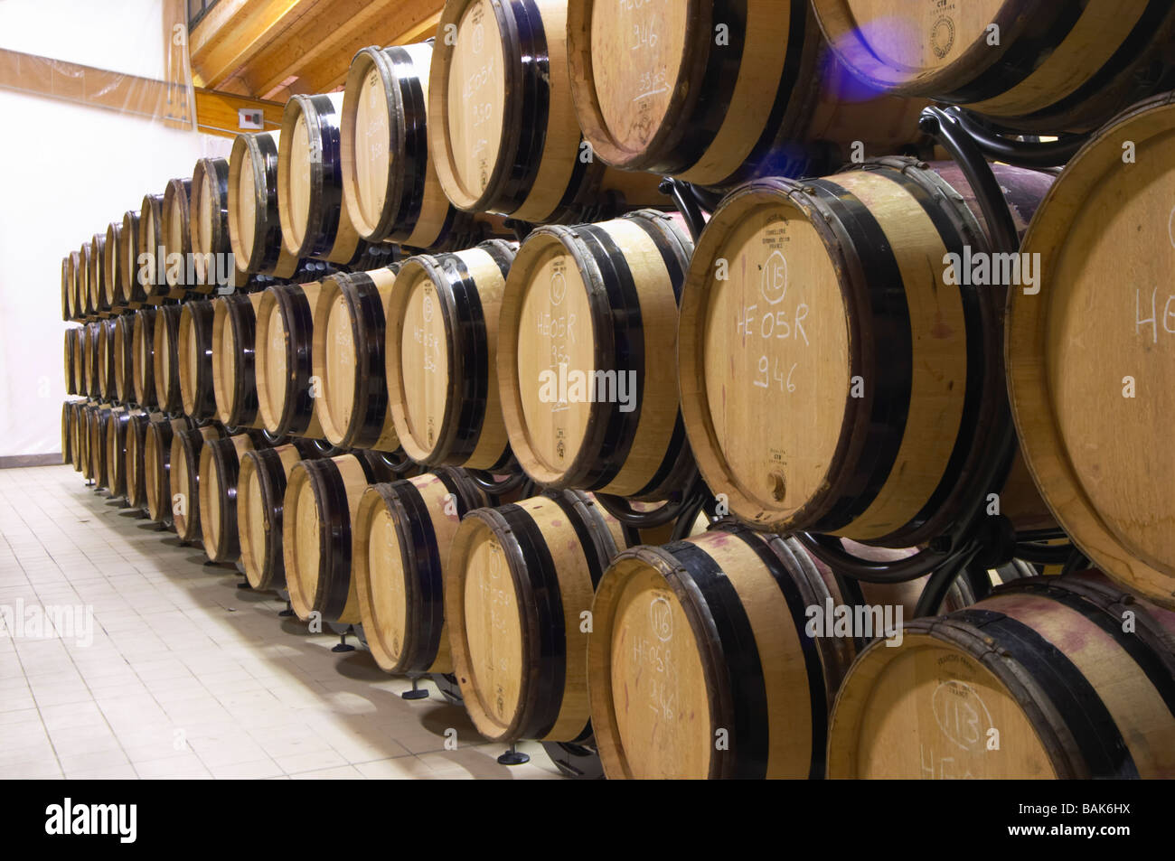 barrel aging cellar delas freres tournon-s-r rhone france Stock Photo ...