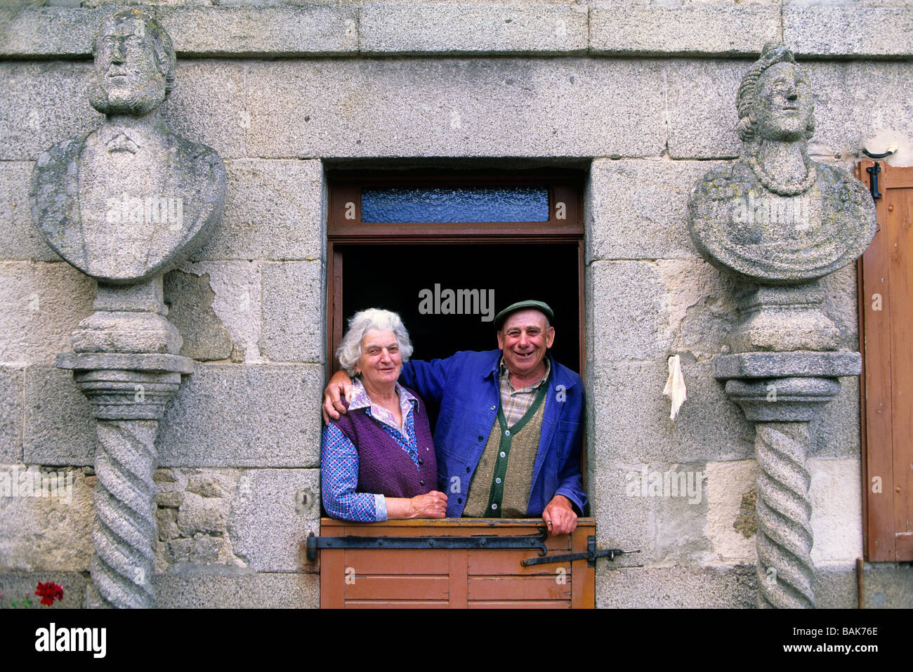 France, Creuse, Masgot village, Raymond Arthur and his wife posing in ...