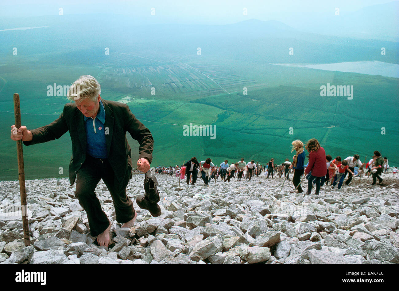 Ireland, County Mayo, Ireland's Holy Mountain, pilgrims climbing croagh ...