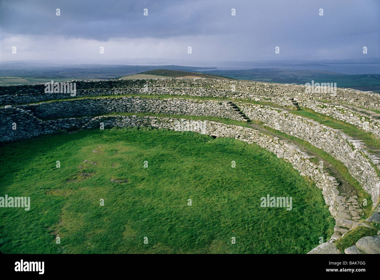 Ireland, County Donegal, Iron Age stone fortress of Grianan of Aileach ...