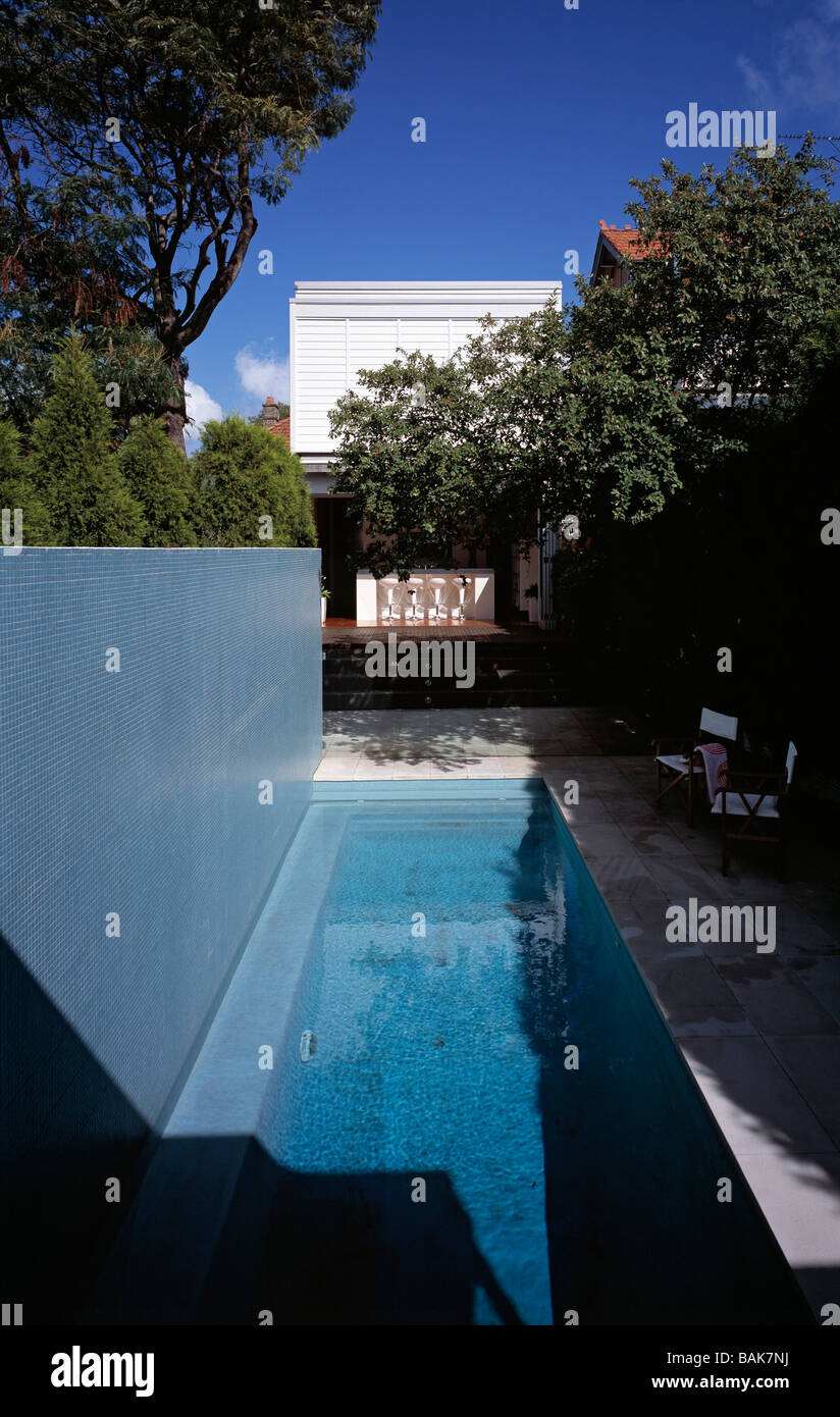 queens park house view over pool to back of house Stock Photo - Alamy