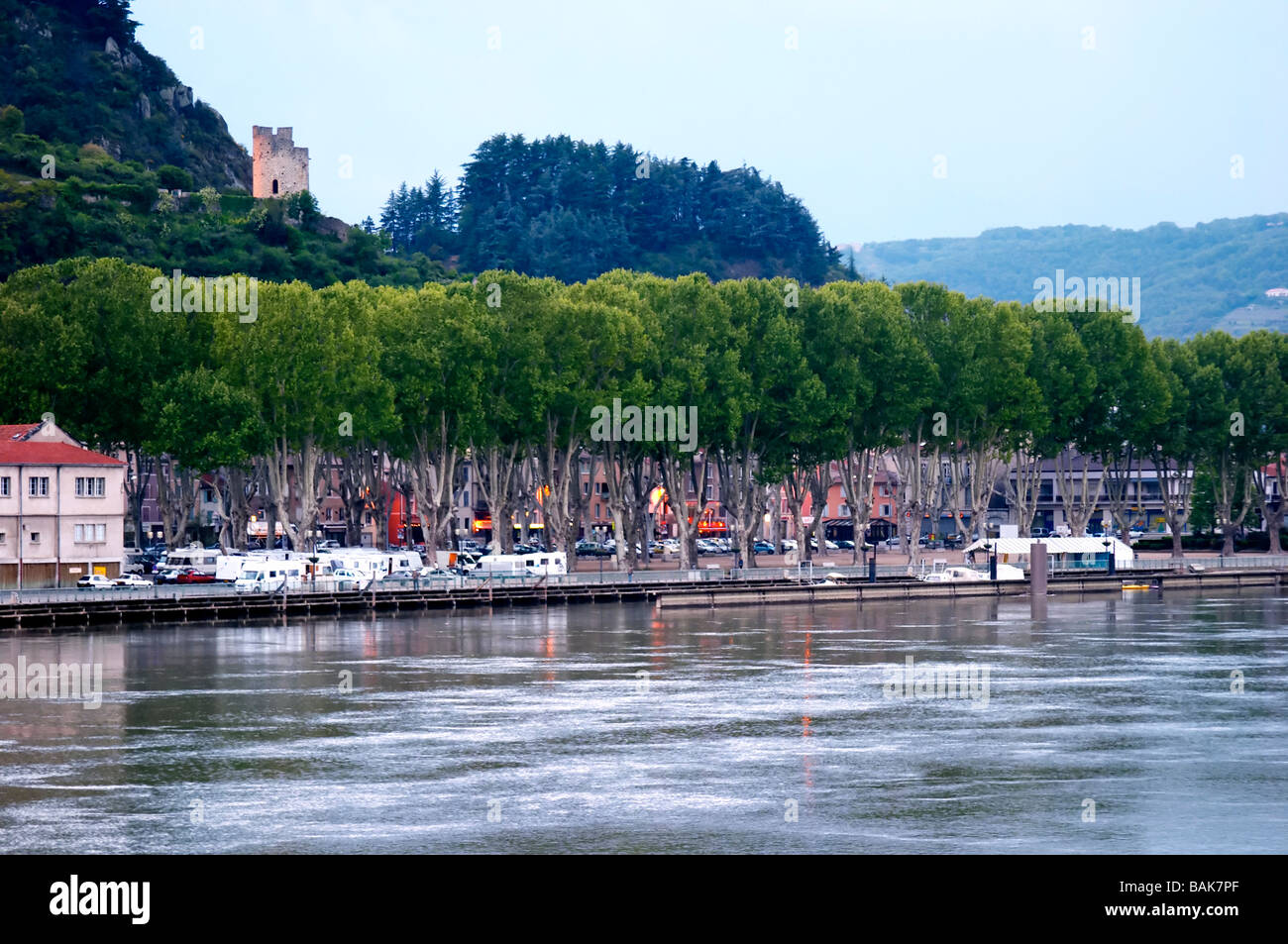 tower and town tournon sur rhone rhone france Stock Photo - Alamy