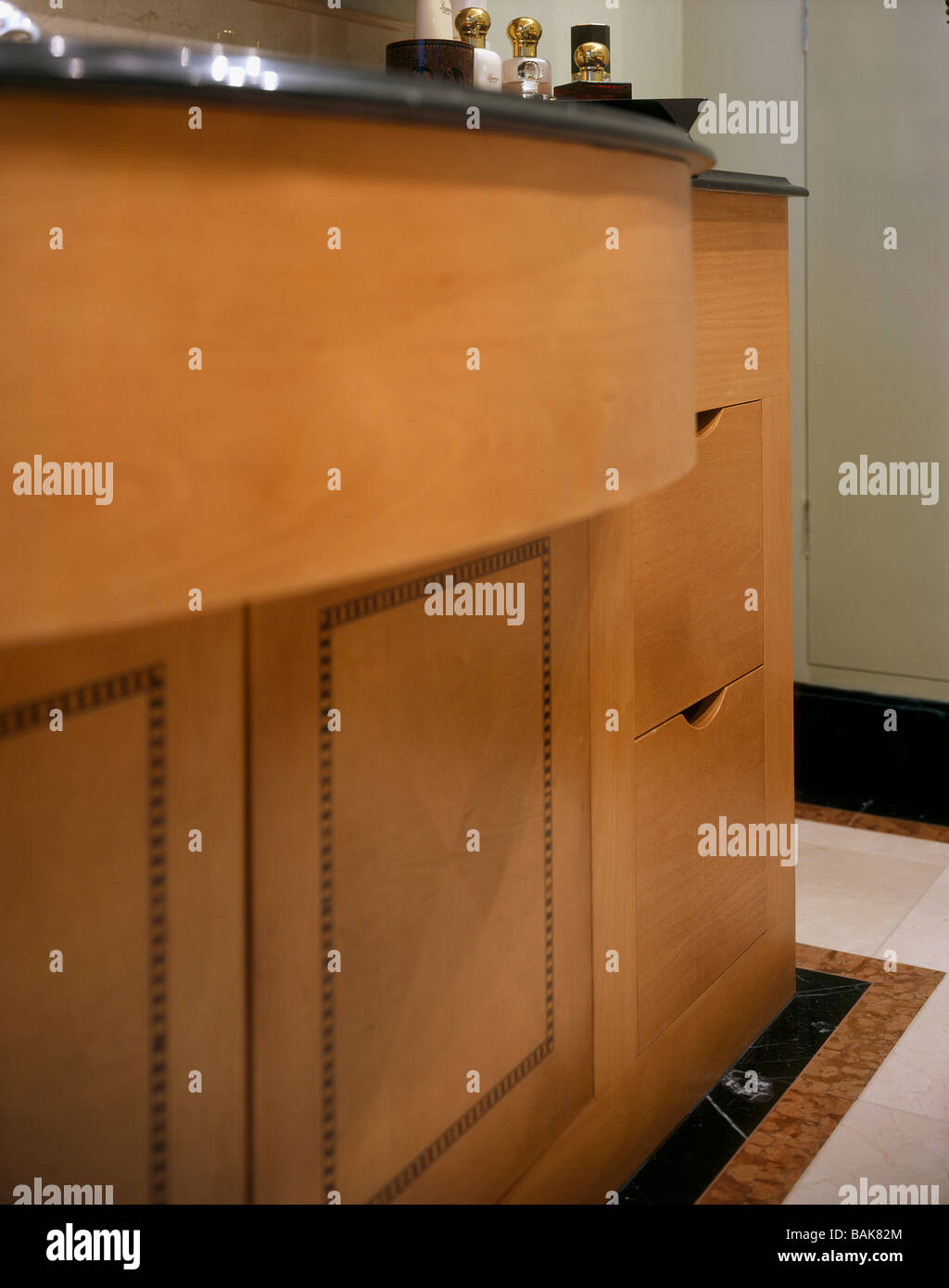 flat detail of wooden sink unit Stock Photo - Alamy