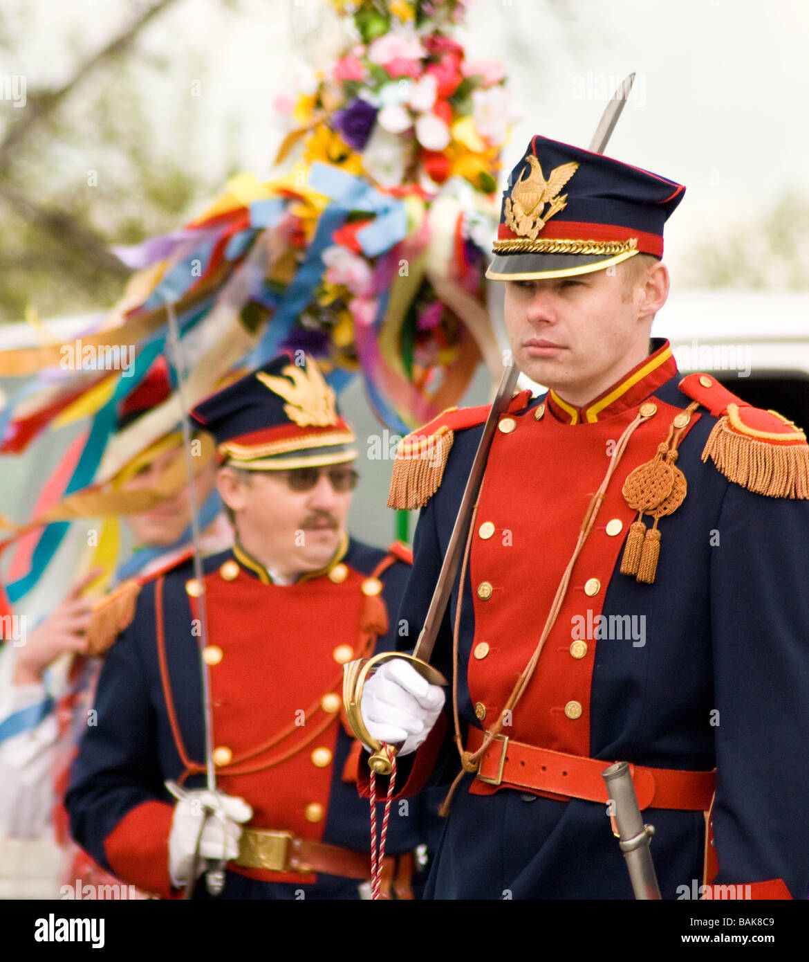Young man in traditional military uniform in Chicago Polish Parade ...