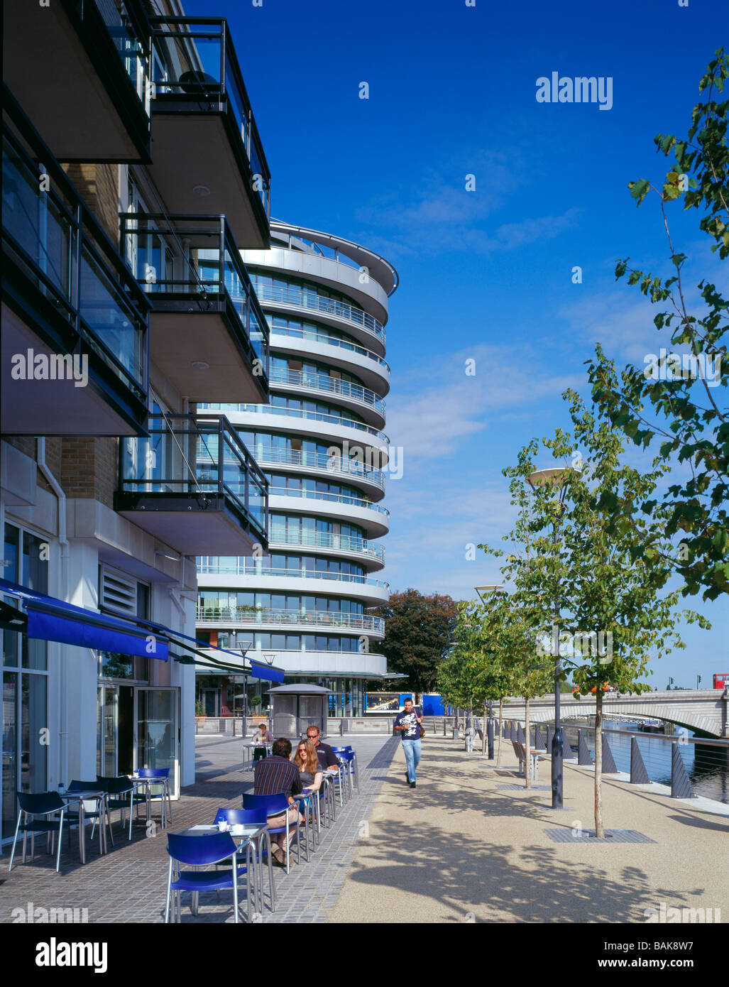 putney wharf development walkway Stock Photo - Alamy
