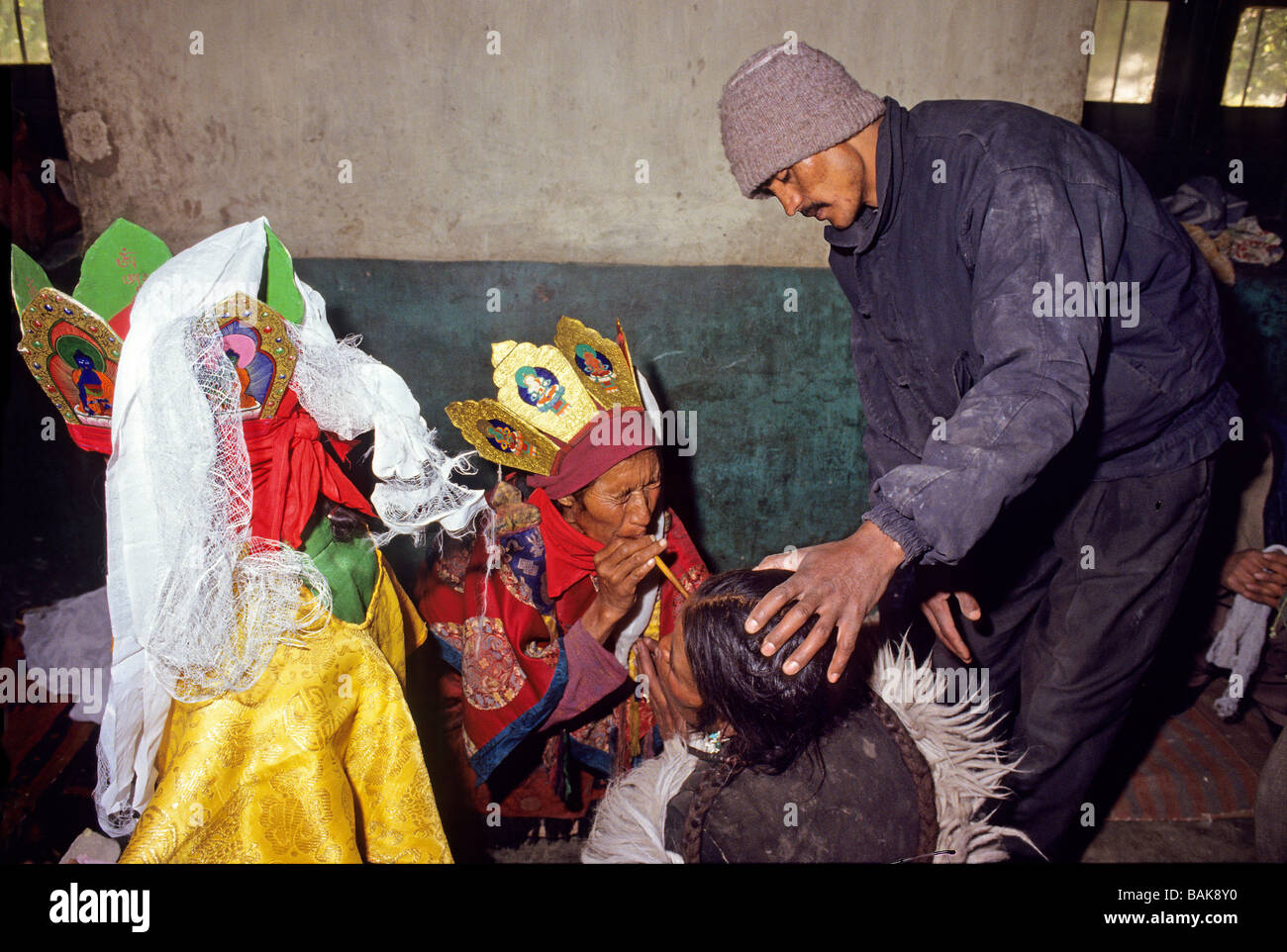 India, Jammu and Kashmir, Ladakh, Sabu, the lhamo (shaman) of Sabu ...