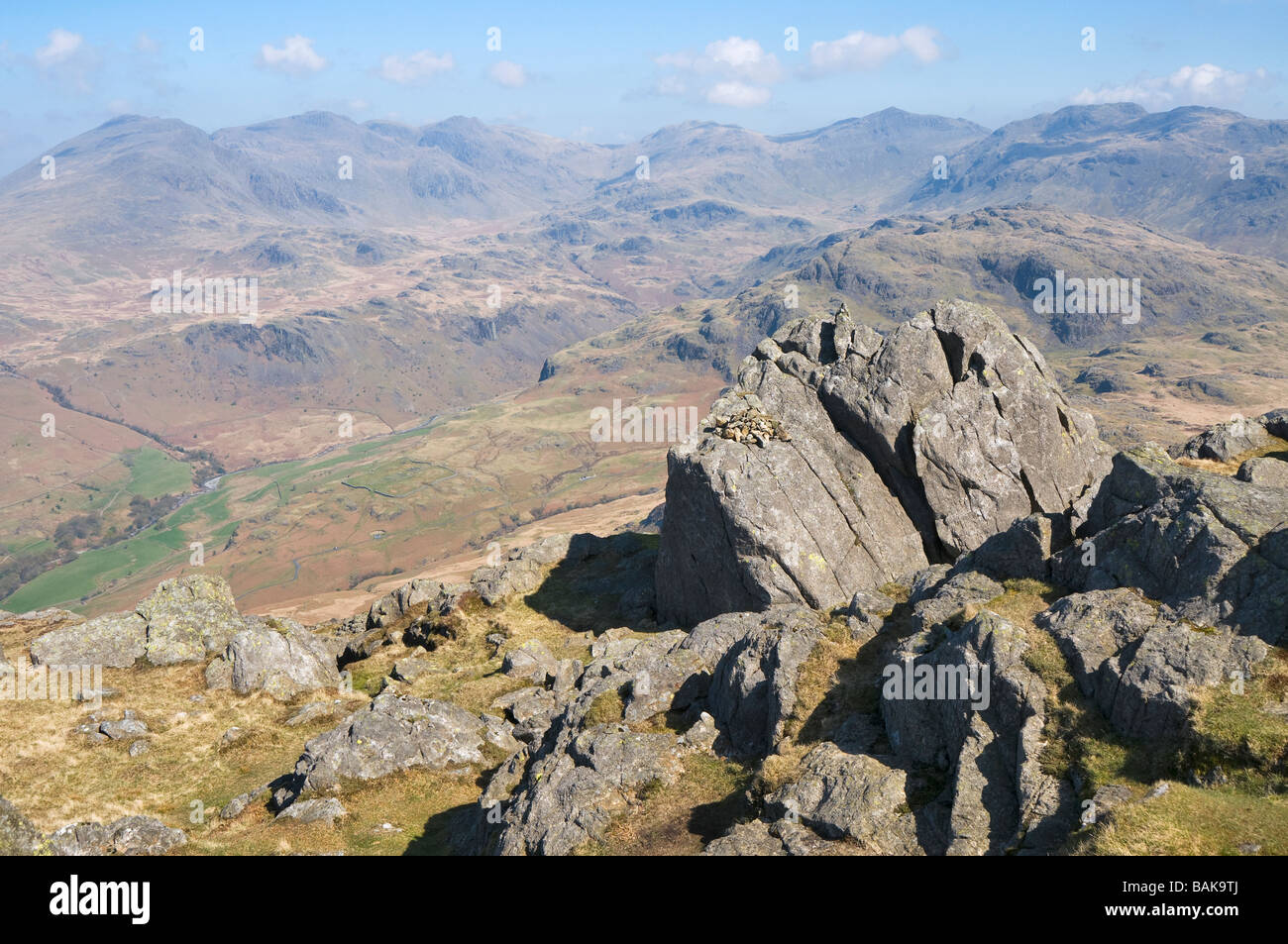 Hardknott Castle with the Scafell range of Cumbrian Mountains in the ...