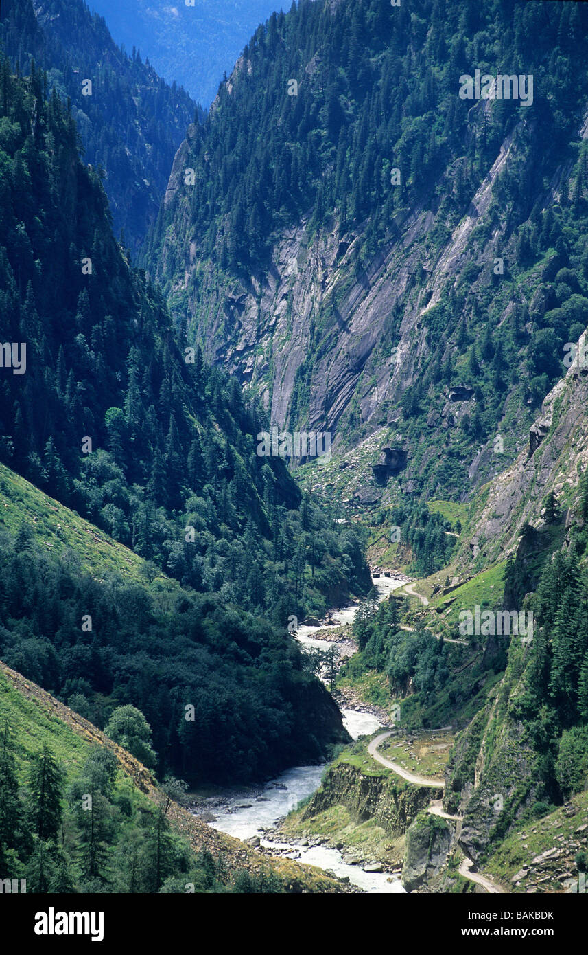 India, Uttarakhand State, near Gangotri, gorges of Ganges River Stock ...