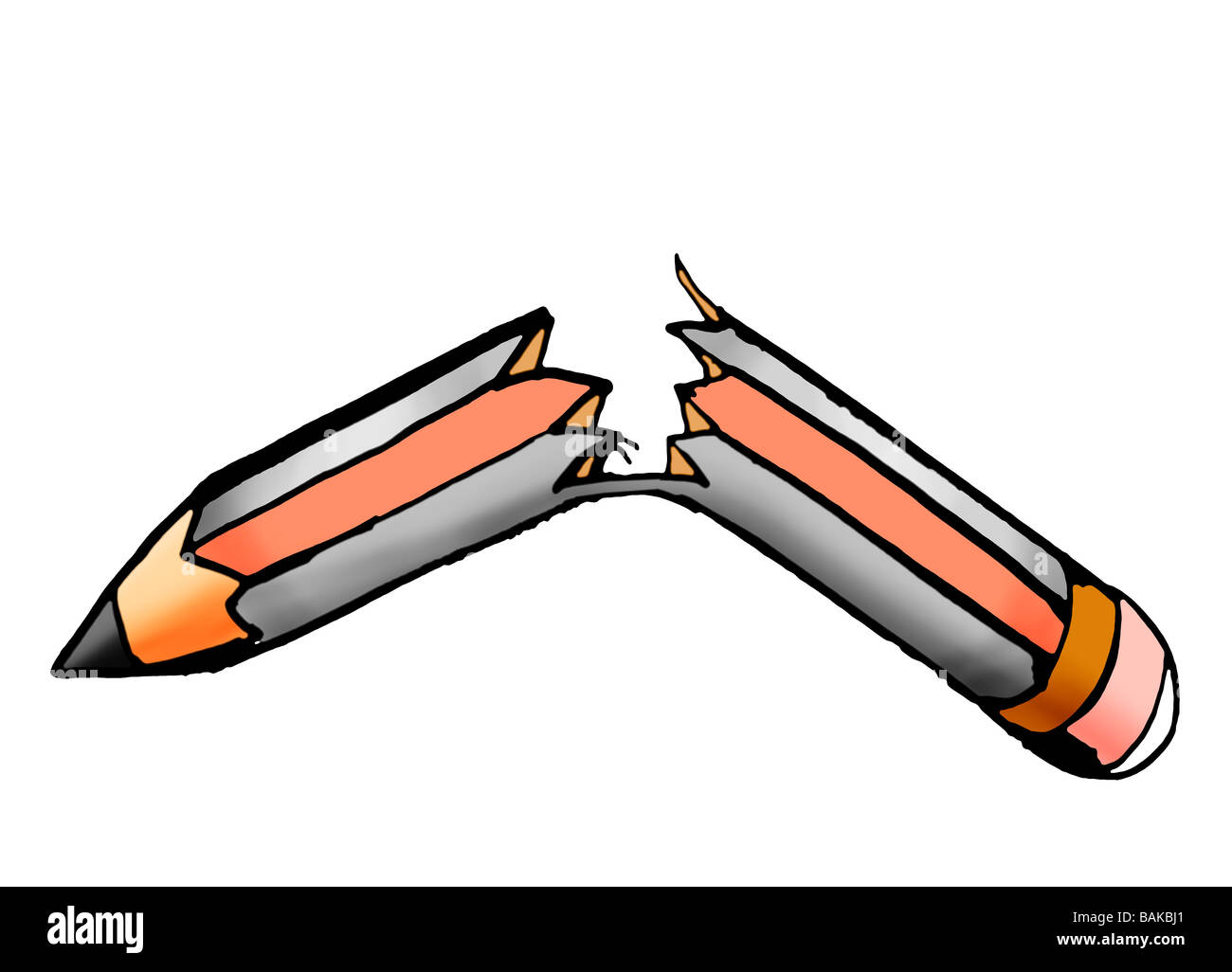 illustration of a broken pencil with a green background Stock Photo - Alamy