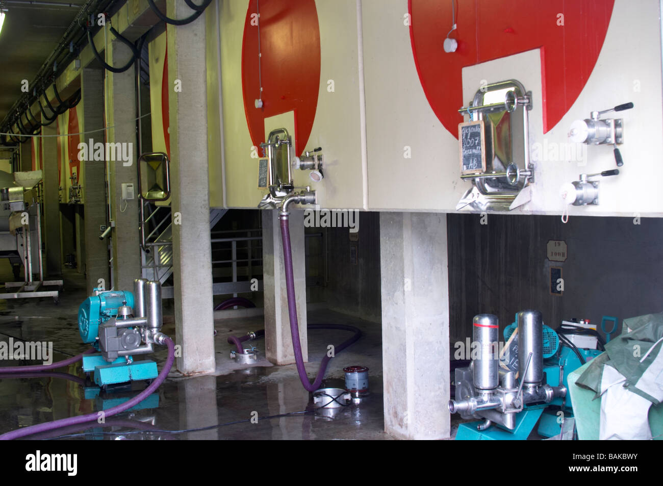 concrete vats pumping over domaine montirius vacqueyras rhone france ...