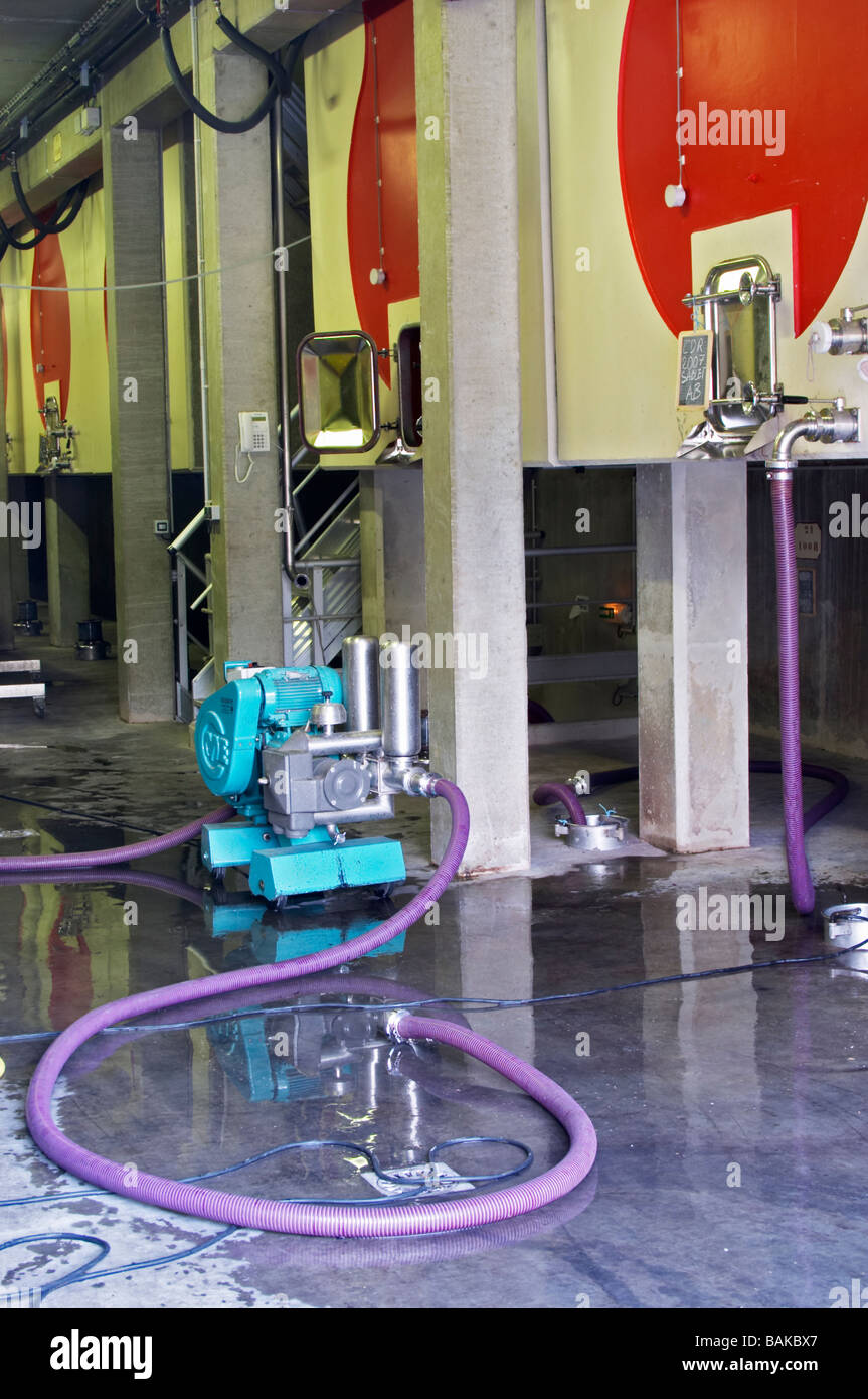 concrete vats pumping over domaine montirius vacqueyras rhone france ...