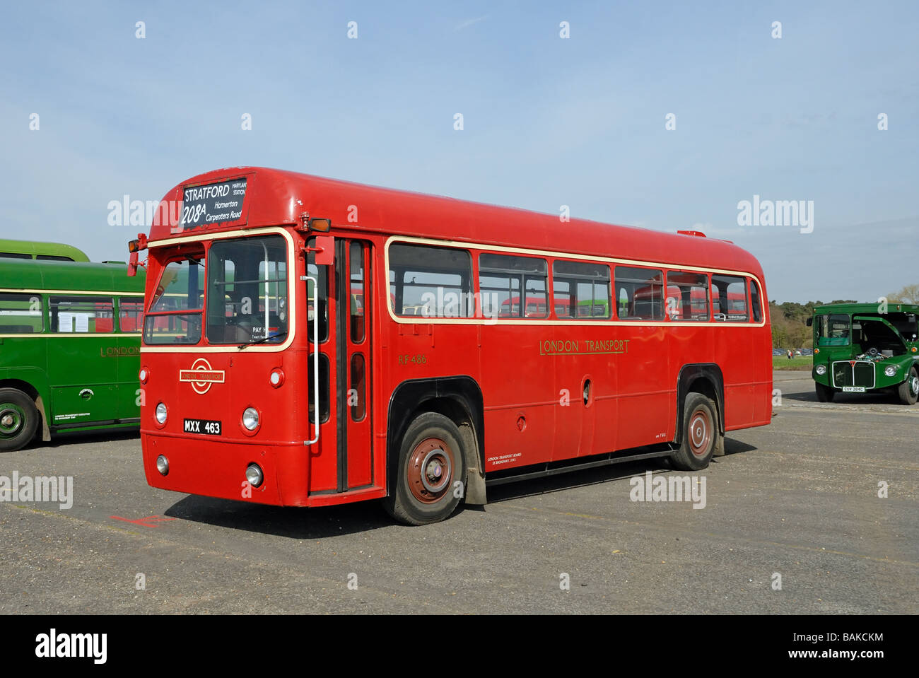Three quarter side view of MXX 463 1952 AEC Regal IV single decker bus ...