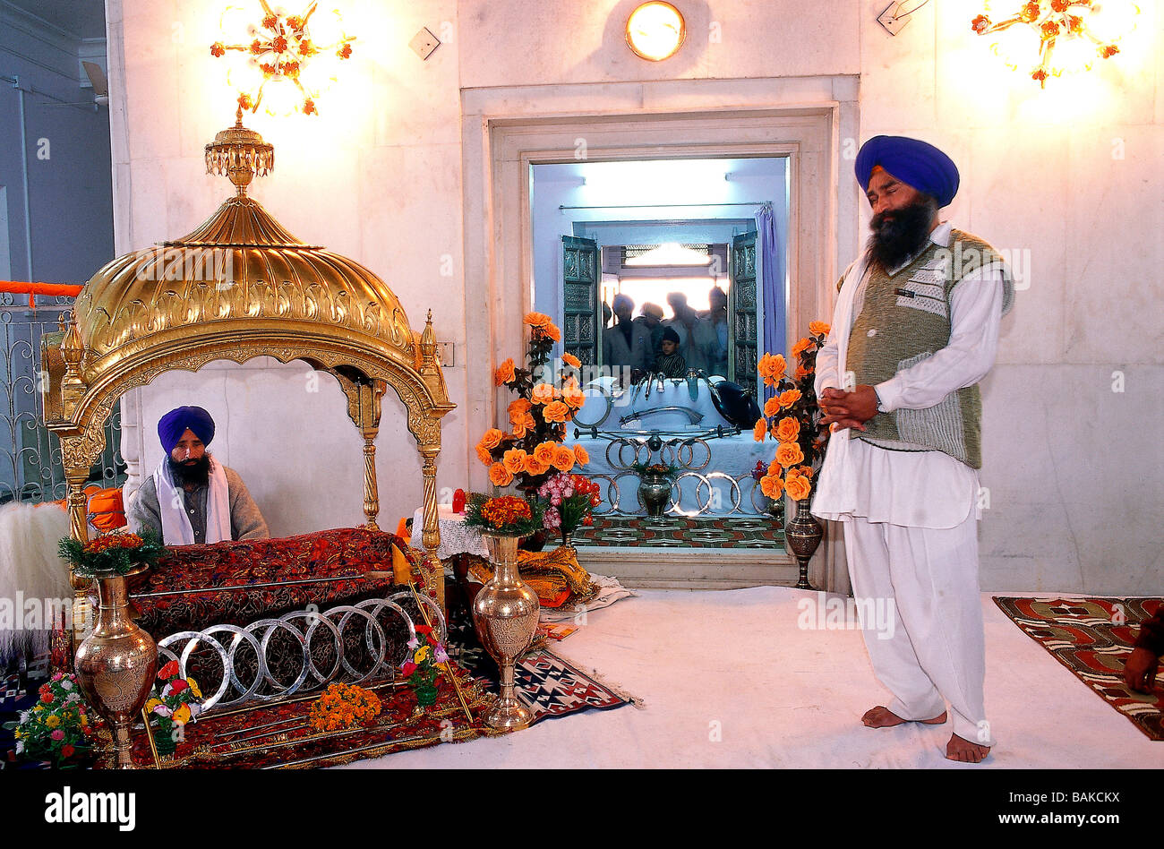 India, Punjab State, Anandpur Sahib, reading of the guru Grant Sahib ...