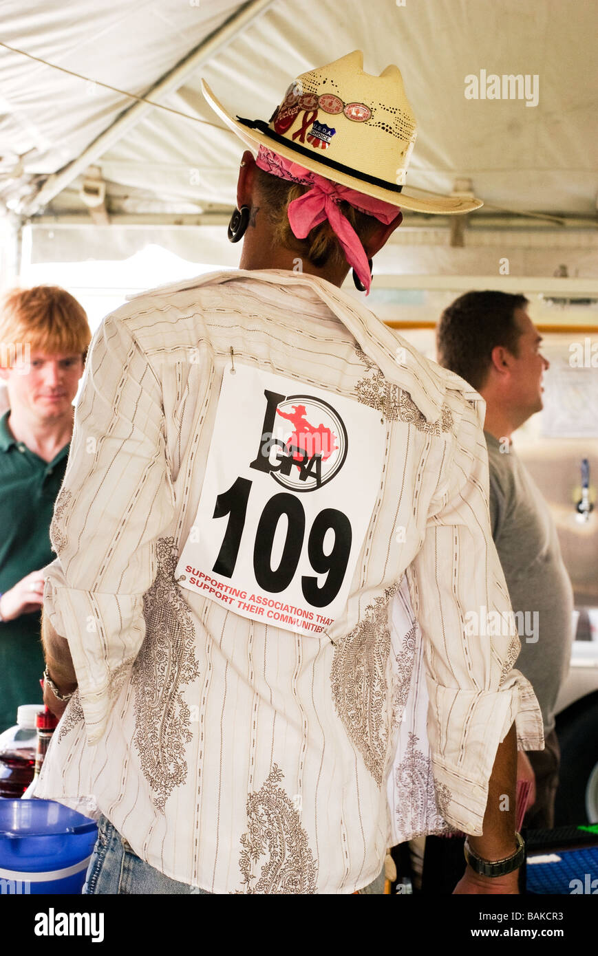 Caucasian male competitor wearing his number tag at the Windy City ...