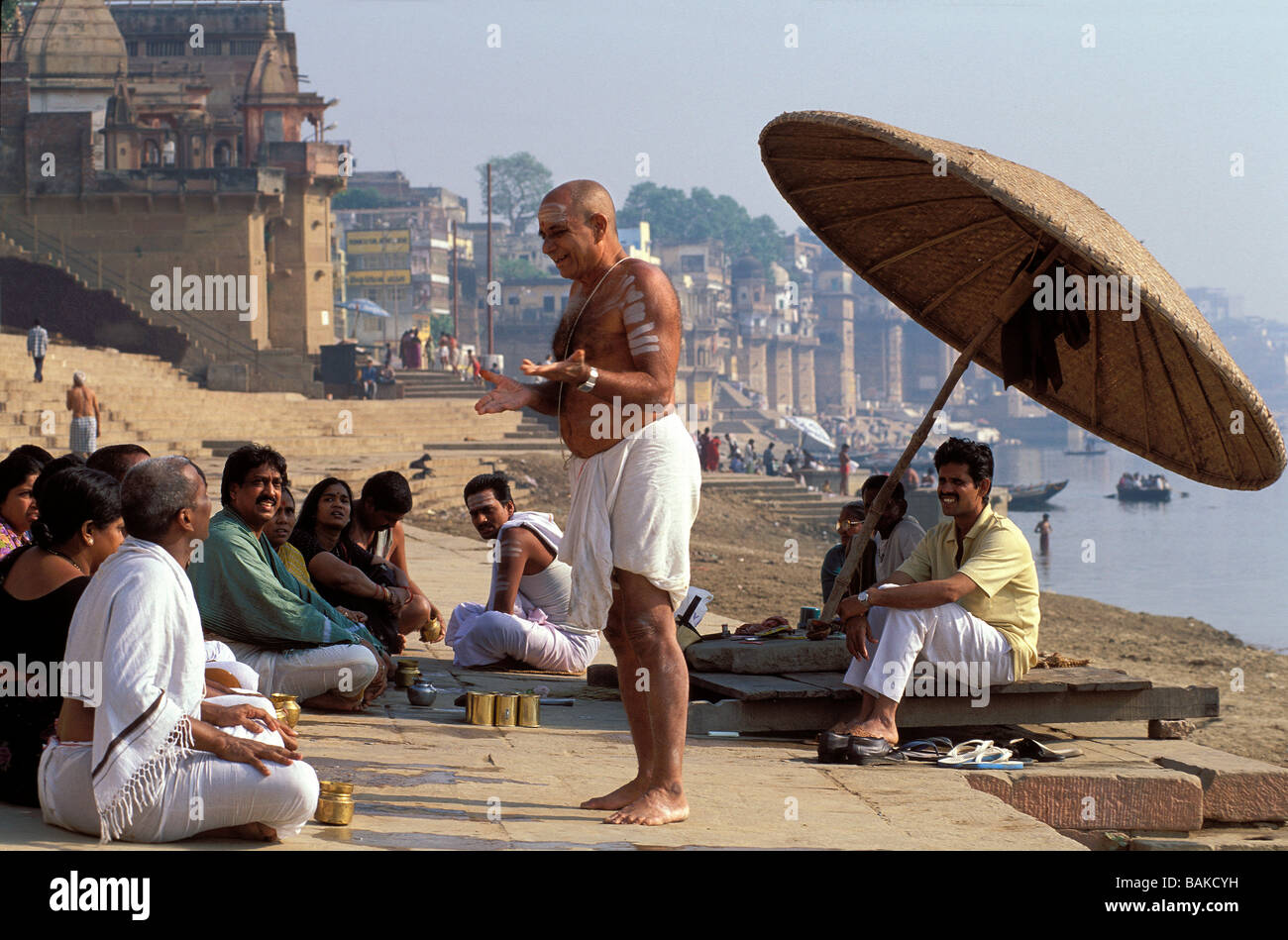 India, Uttar Pradesh State, Varanasi (Benares), guru and disciples ...