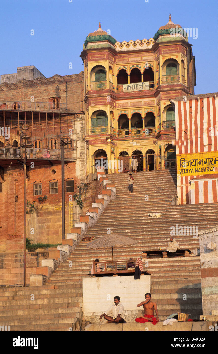 India, Uttar Pradesh State, Varanasi (Benares), Kedar Ghat Stock Photo ...