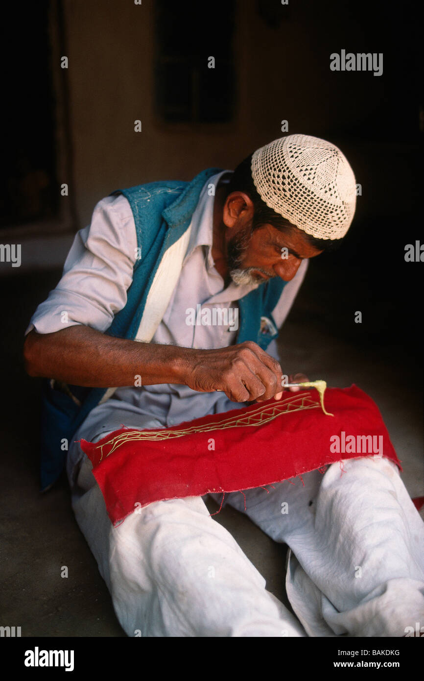 India, Gujarat State, Kutch desert, Nirona village, fabric painting or ...