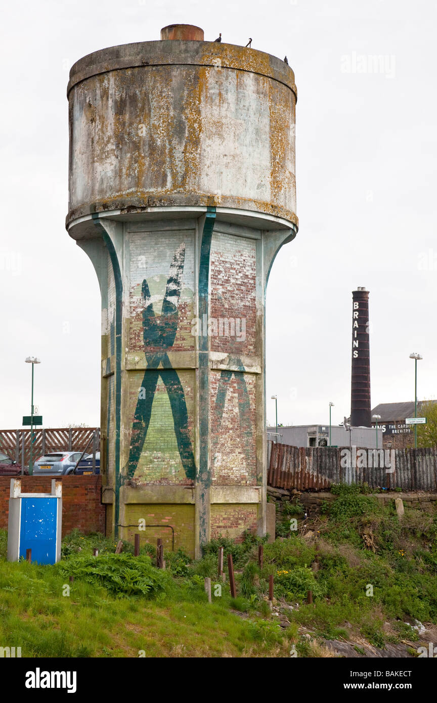 Old water tower alongside railwayline Cardiff Wales UK Stock Photo - Alamy
