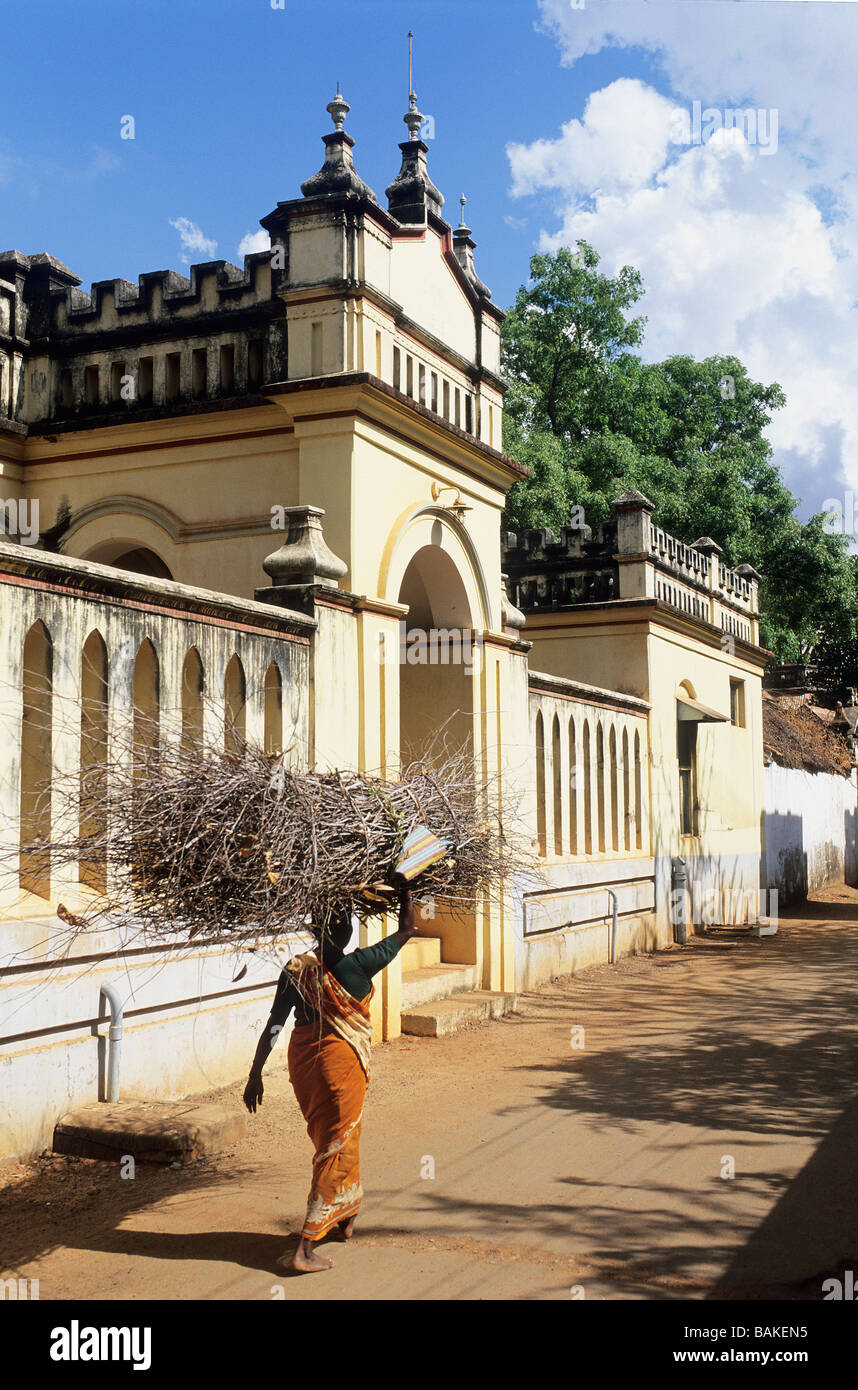 India, Tamil Nadu State, Chettinad Region, Pallathur, street scene ...