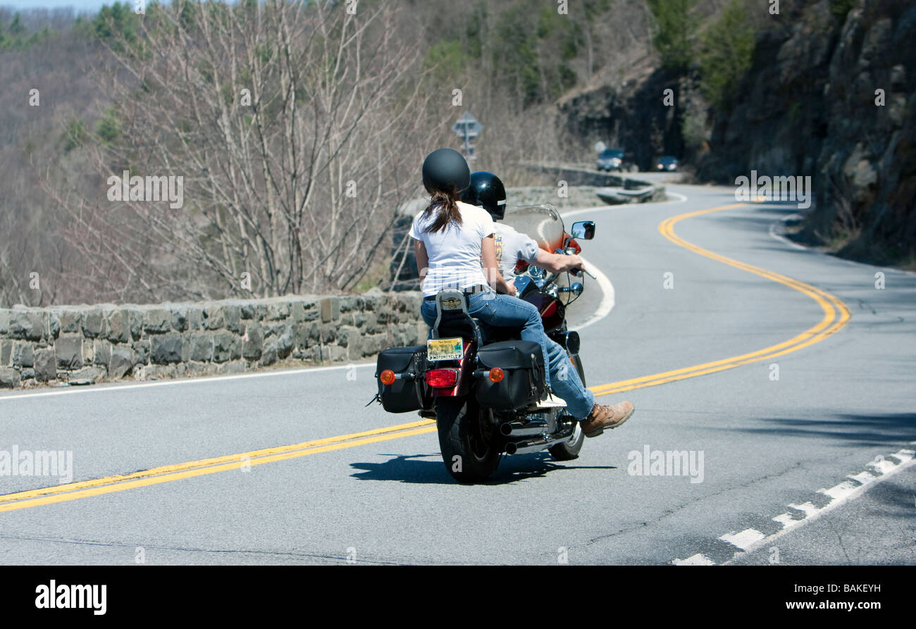 Motorcycle riding the curves at Hawks Nest New York Stock Photo - Alamy