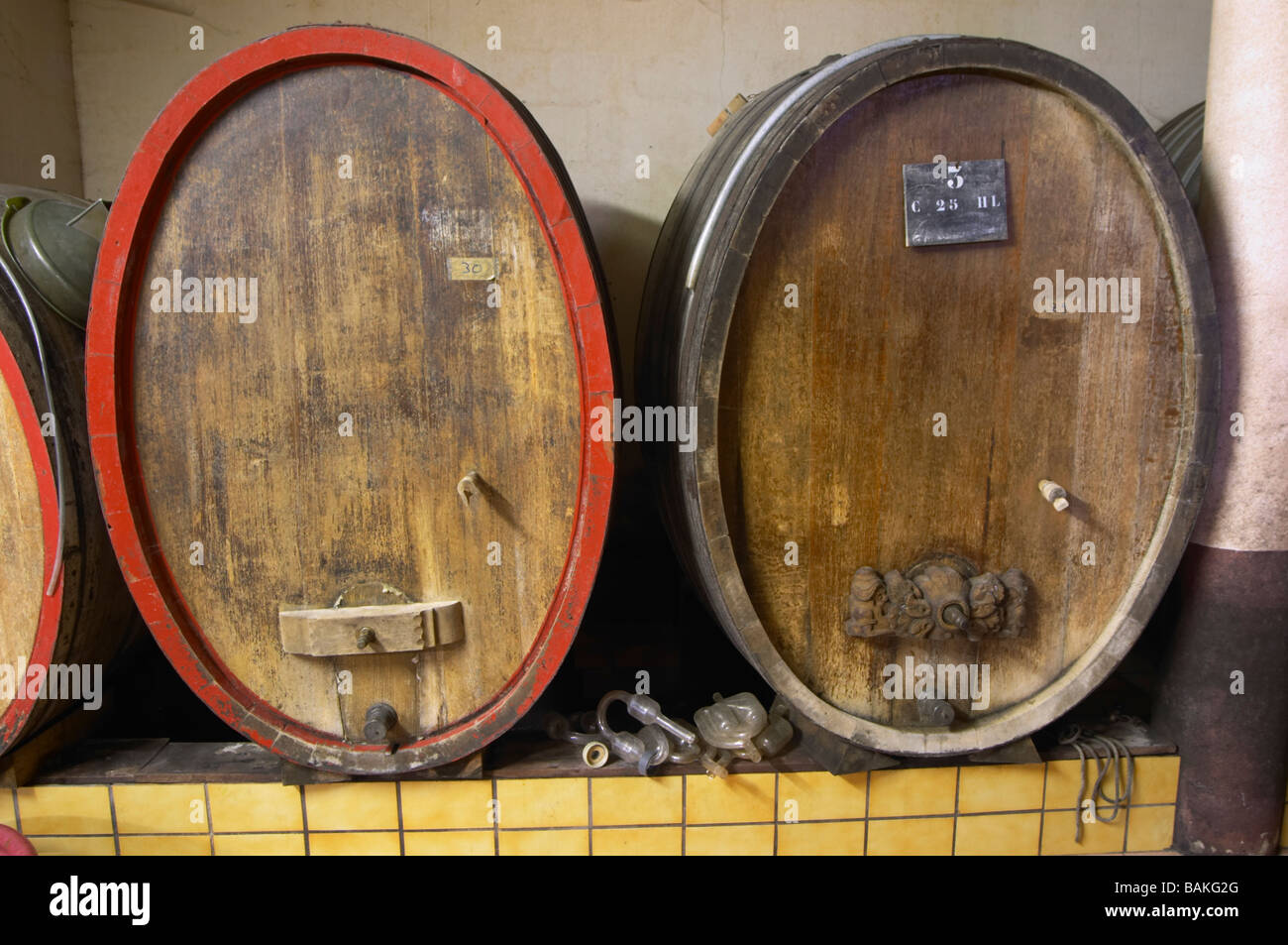 wooden vats dom paul zinck eguisheim alsace france Stock Photo - Alamy