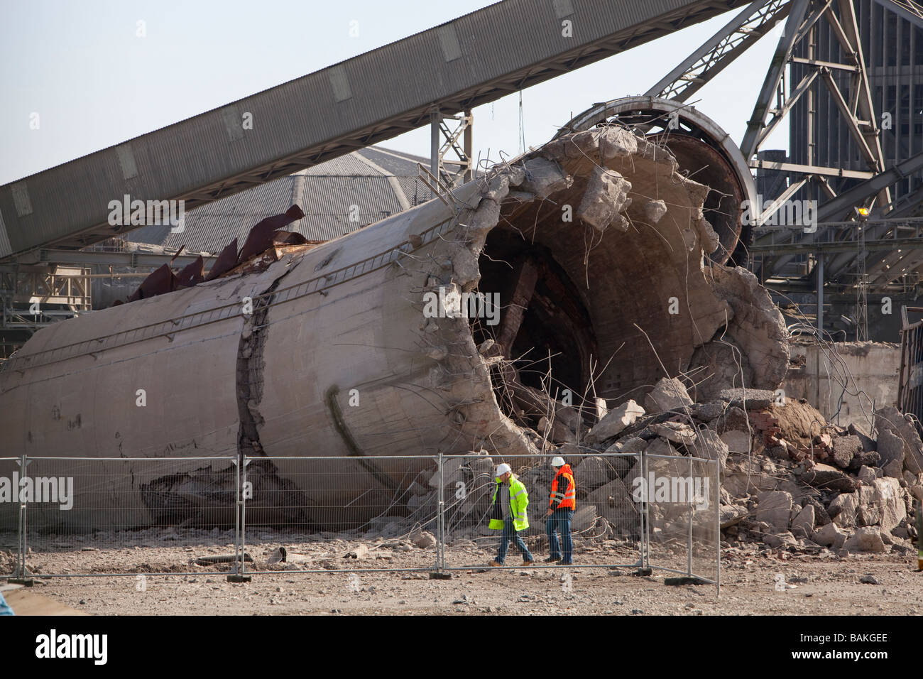 The old chimney at Castle Cement in Clitheroe Lancashire UK after it ...