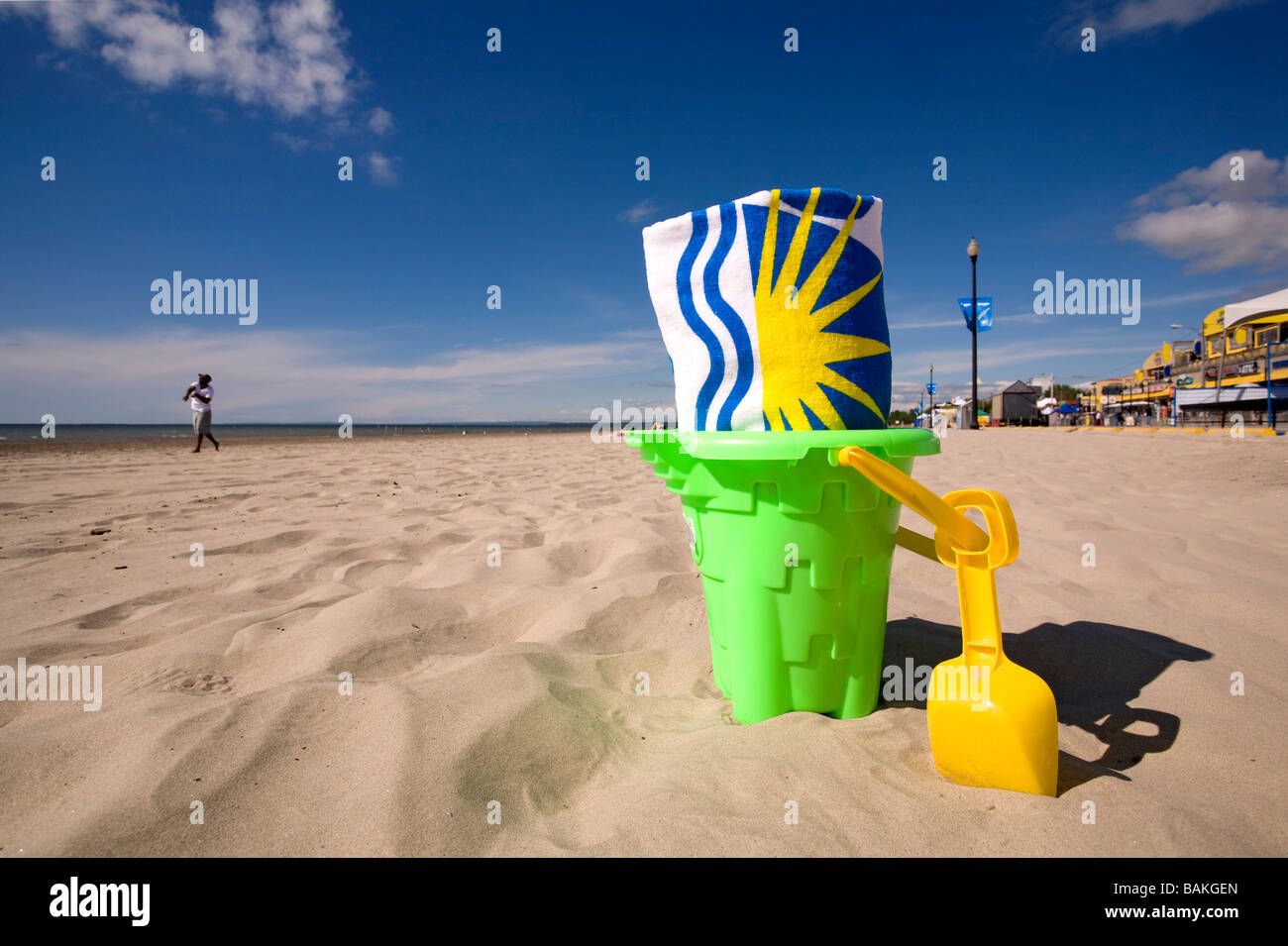 Canada, Ontario Province, Georgian Bay, Wasaga Beach, plastic bucket ...