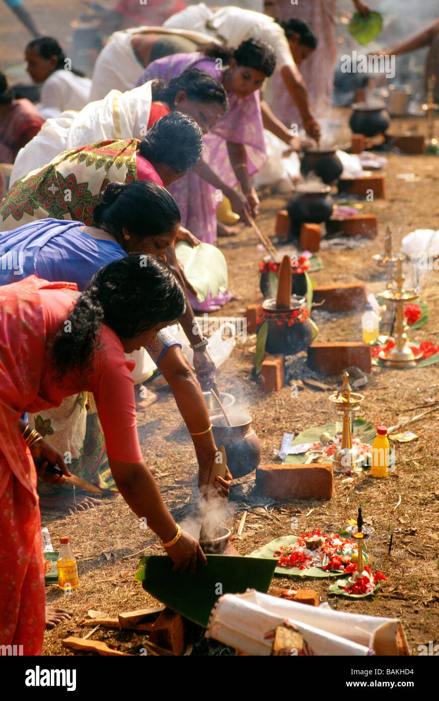 India, Kerala State, near Kollam (Quilon), Pongal, Harvest Festival ...
