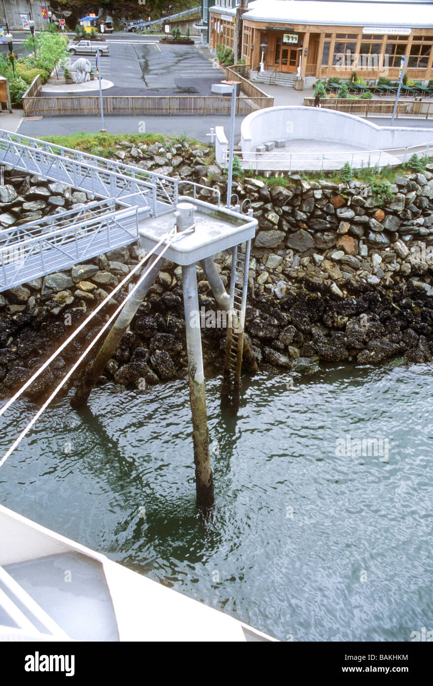 Alaska pier tide dock cruise ship ocean sea tidal water rise fall high ...