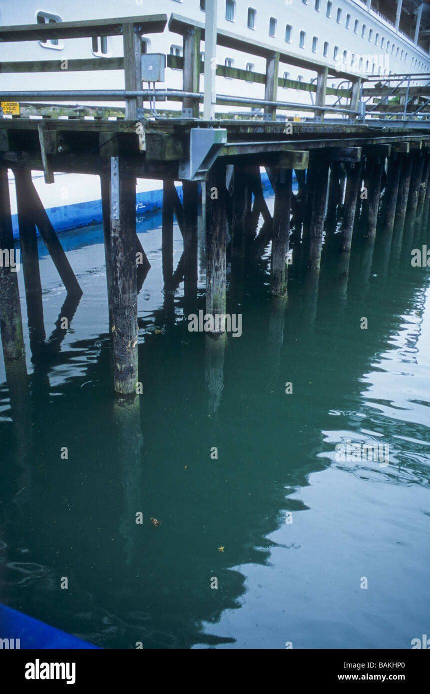 Alaska pier tide dock cruise ship ocean sea tidal water rise fall high ...