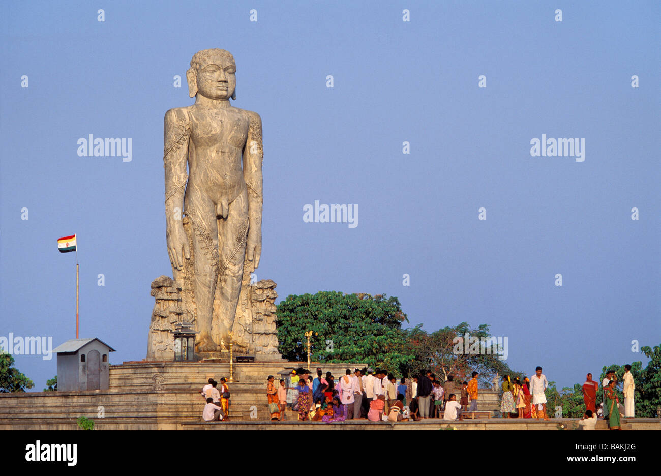 India, Karnataka State, Dharmastala, giant statue of prophet Bahubali ...