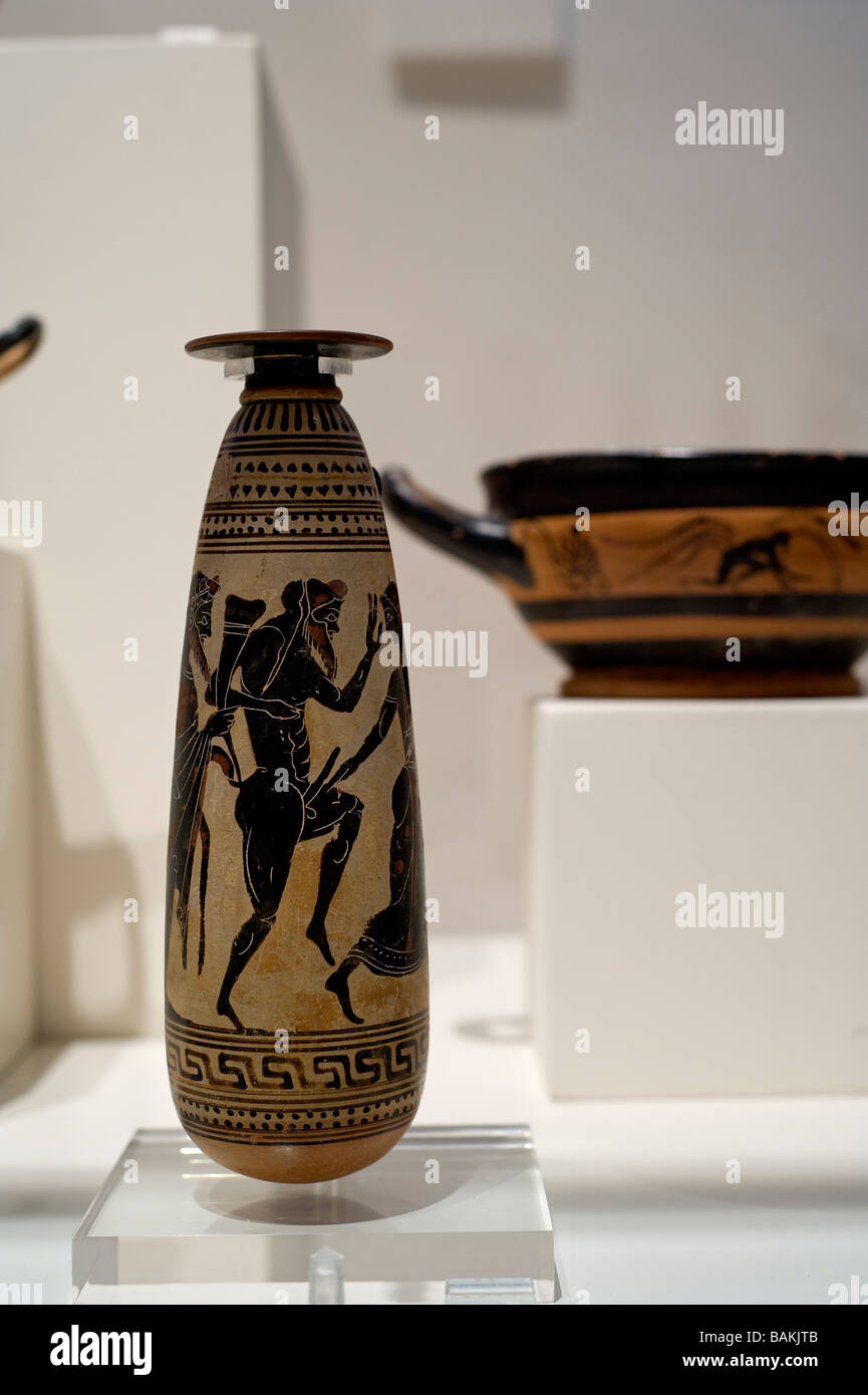Greece, Athens, National Archaeological Museum in Satyrs vase from 490 ...