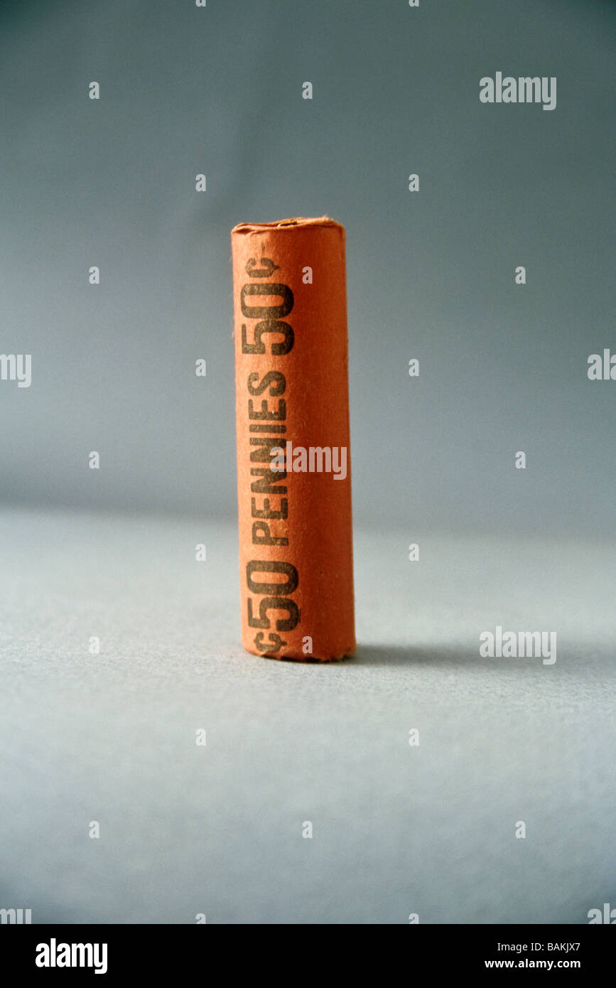 coin wrap money economy package tube roll dime Stock Photo - Alamy