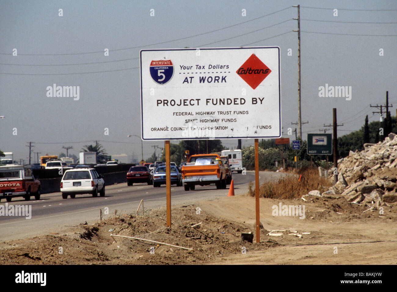 Your tax dollar at work highway build repair sign ad government Stock ...