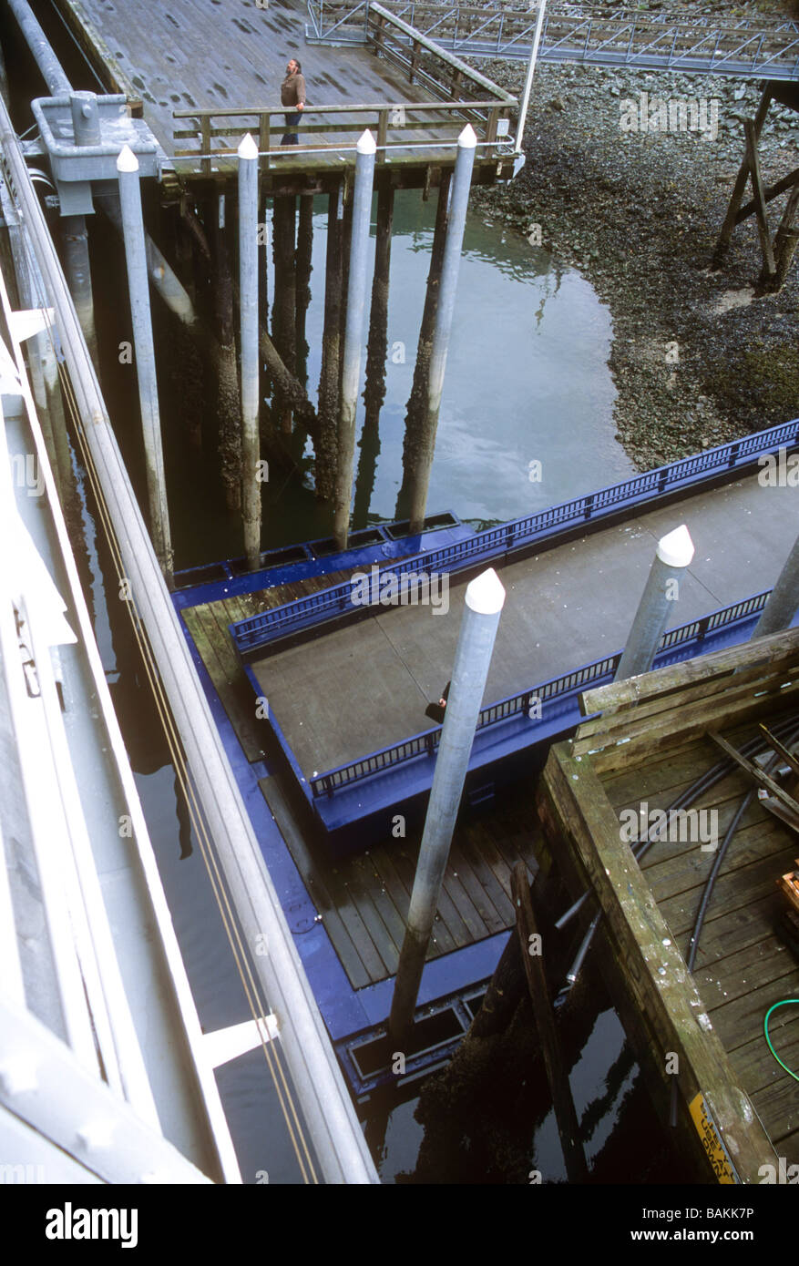 Alaska pier tide dock cruise ship ocean sea tidal water rise fall high ...
