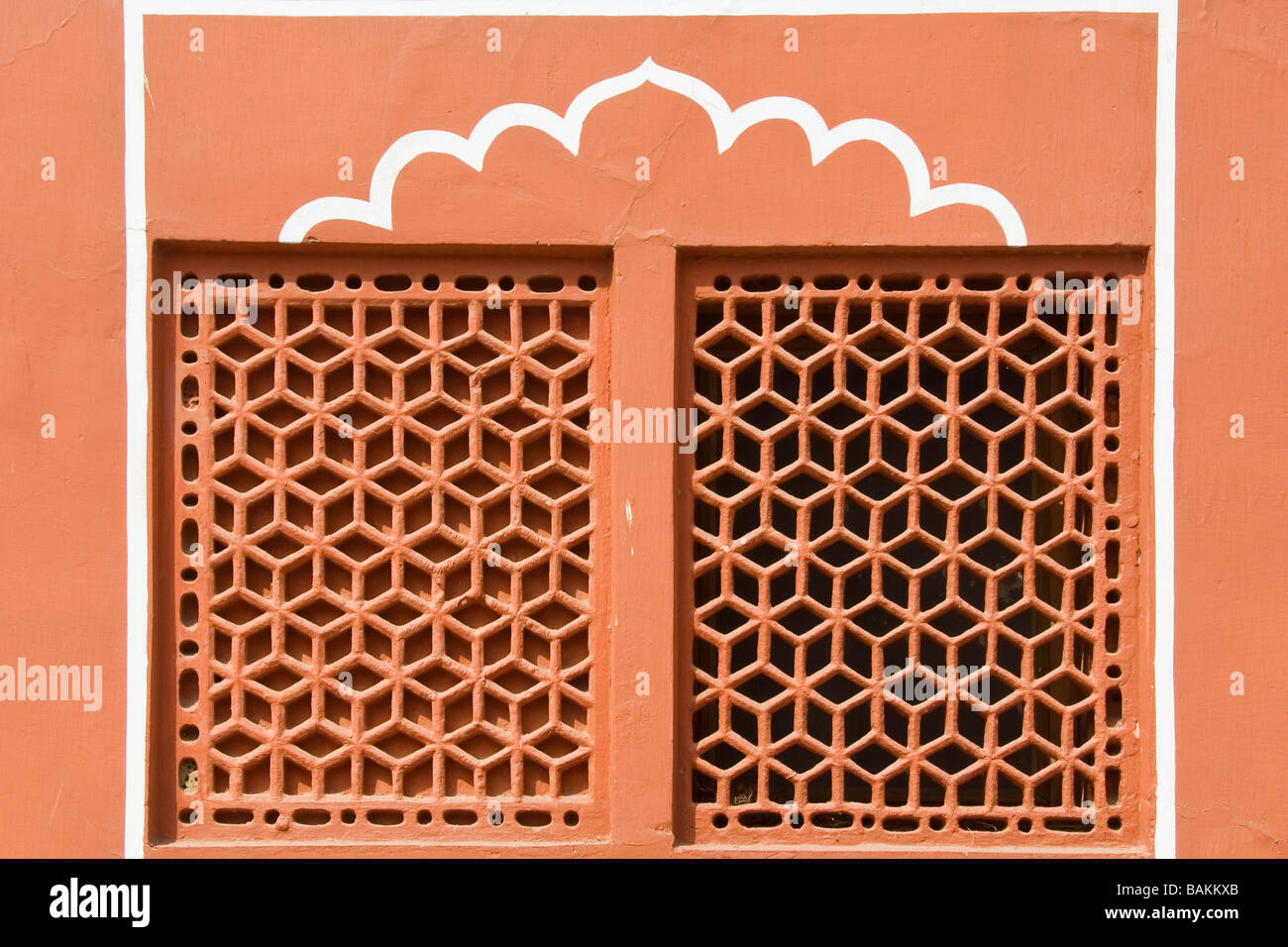 Jaipur City Palace of Jai Singh II Decorated wall and window Rajasthan ...