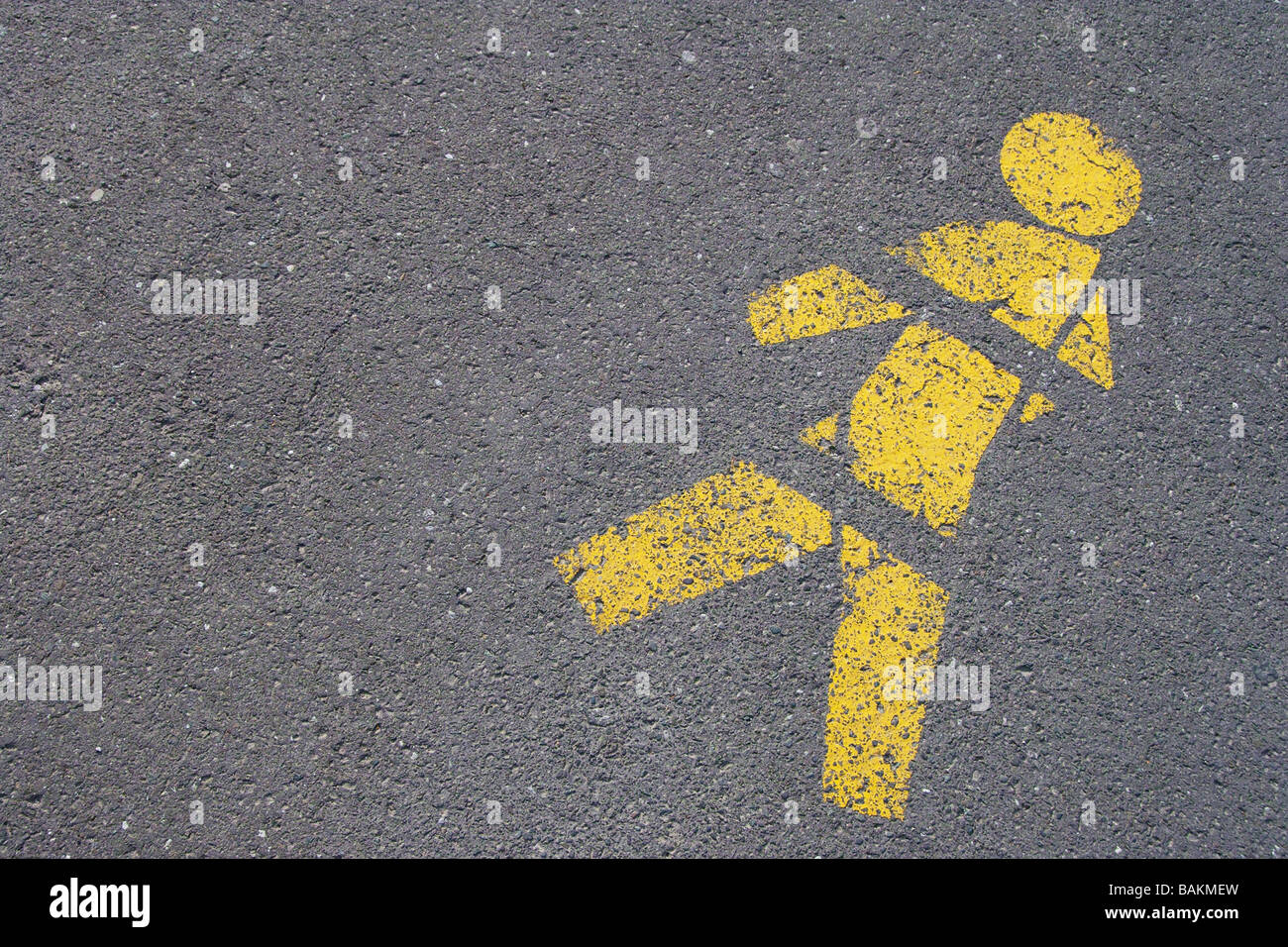 Detail of a road sign drew on a road indicating walking zone Stock ...