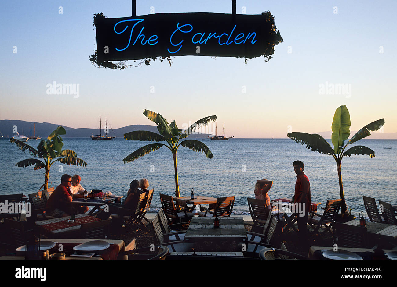 Turkey, Aegean Region, Bodrum, bars on the beach Stock Photo - Alamy