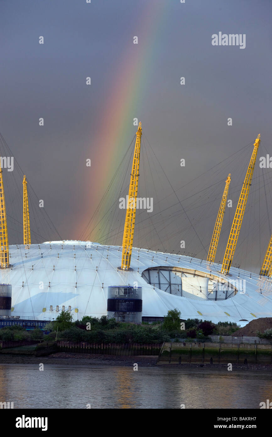 View of the the O2 Dome with a rainbow over it Stock Photo - Alamy