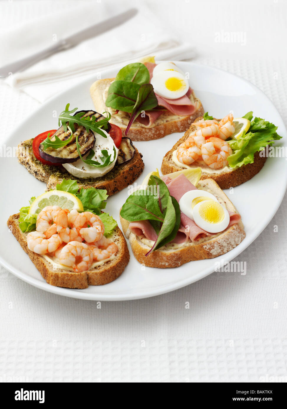 mixed open sandwiches Stock Photo - Alamy