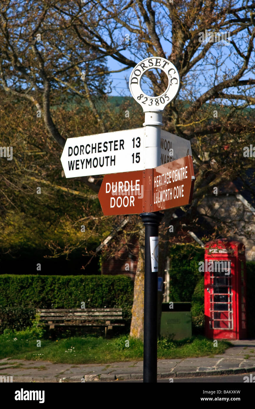 A village road sign direction finger post, Dorset, UK 2009 Stock Photo ...