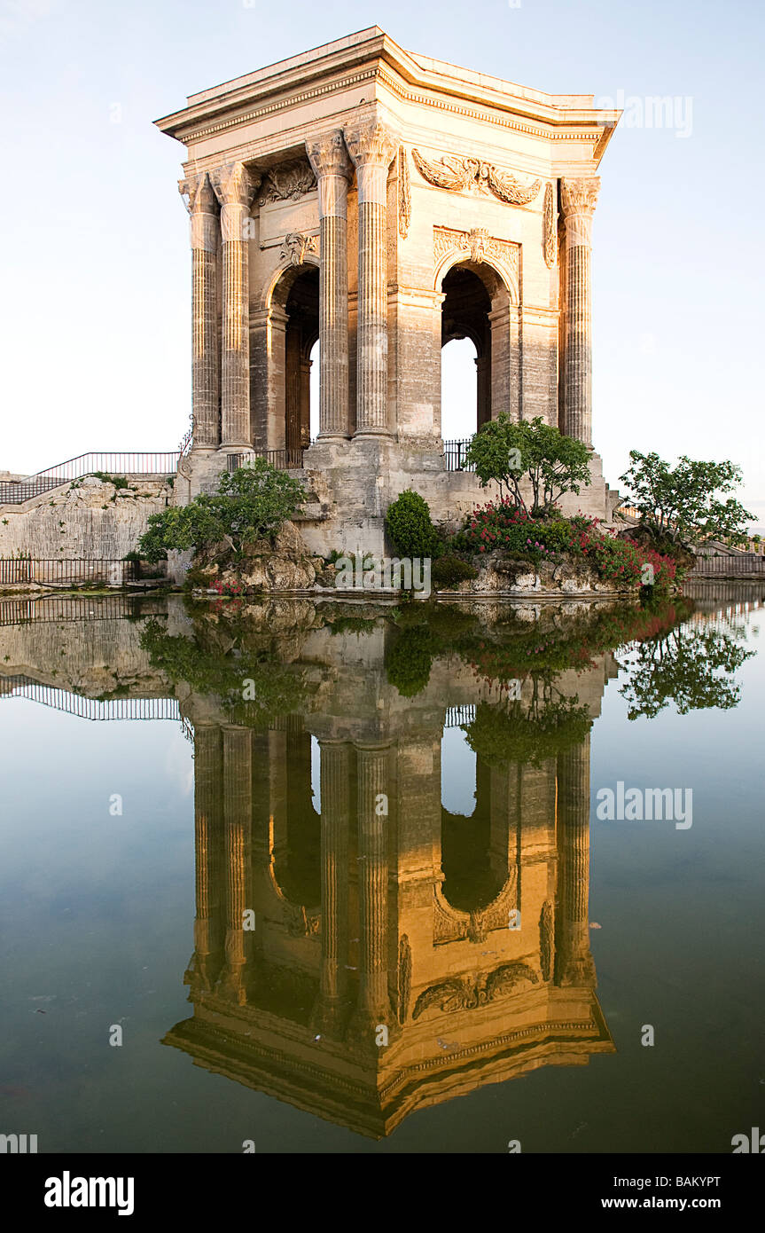 France, Herault, Montpellier, water tower of promenade du Peyrou Stock ...