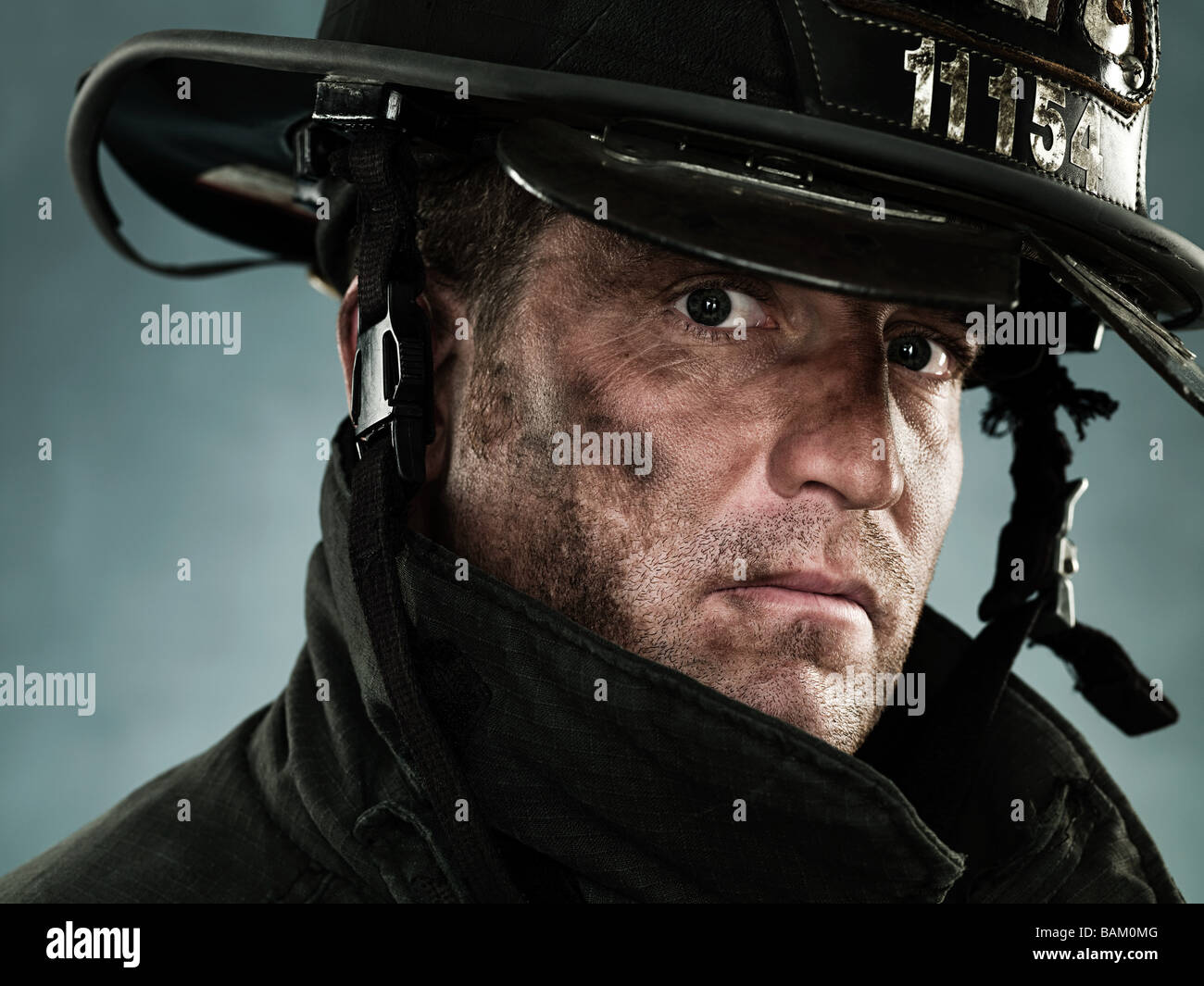 Portrait of a firefighter Stock Photo - Alamy