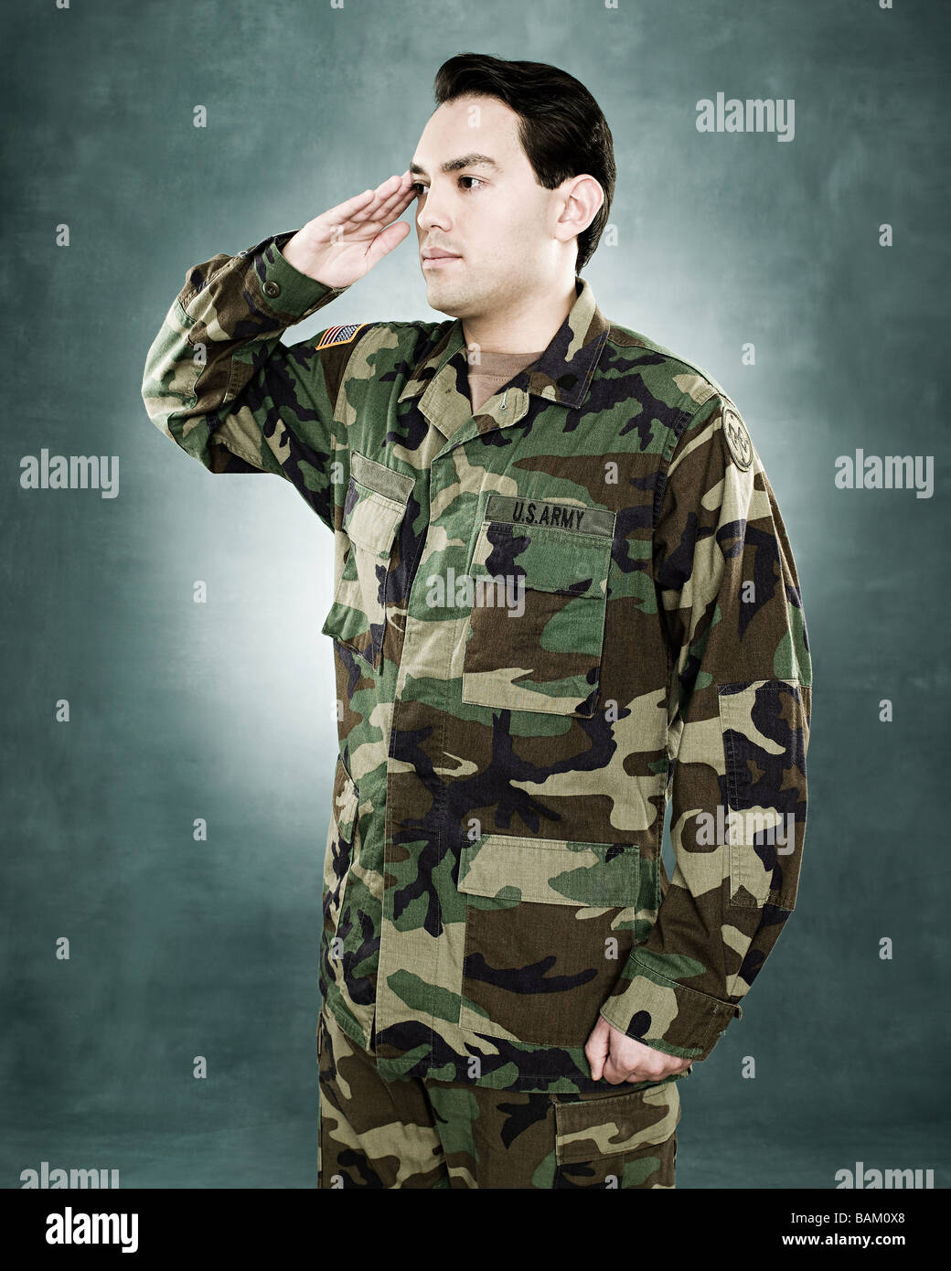Portrait of a soldier saluting Stock Photo - Alamy