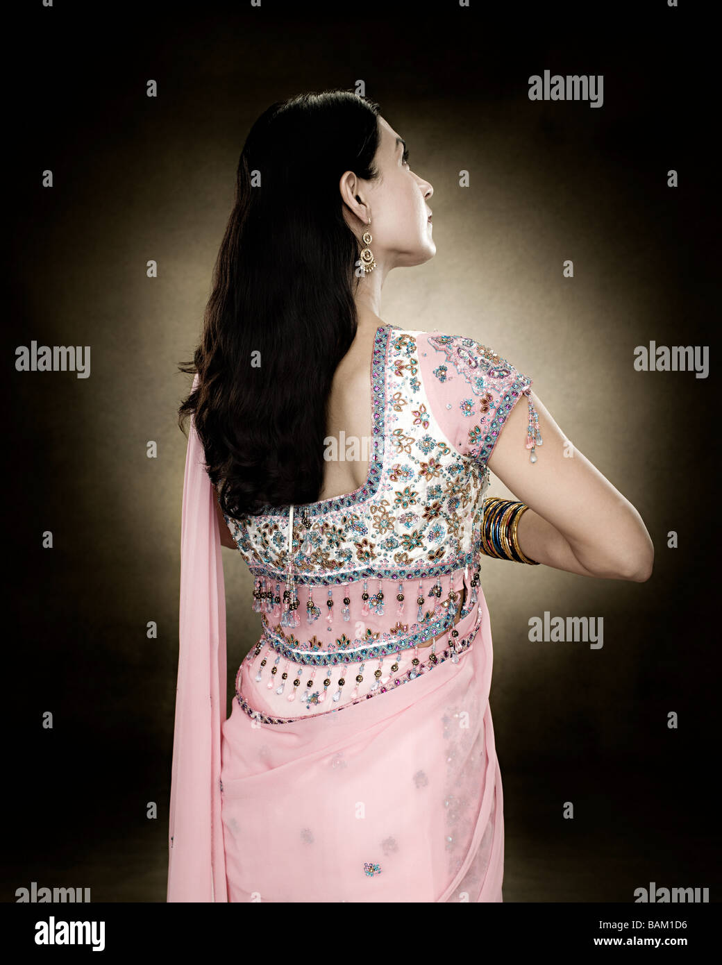 Rear view of a hindu woman Stock Photo - Alamy