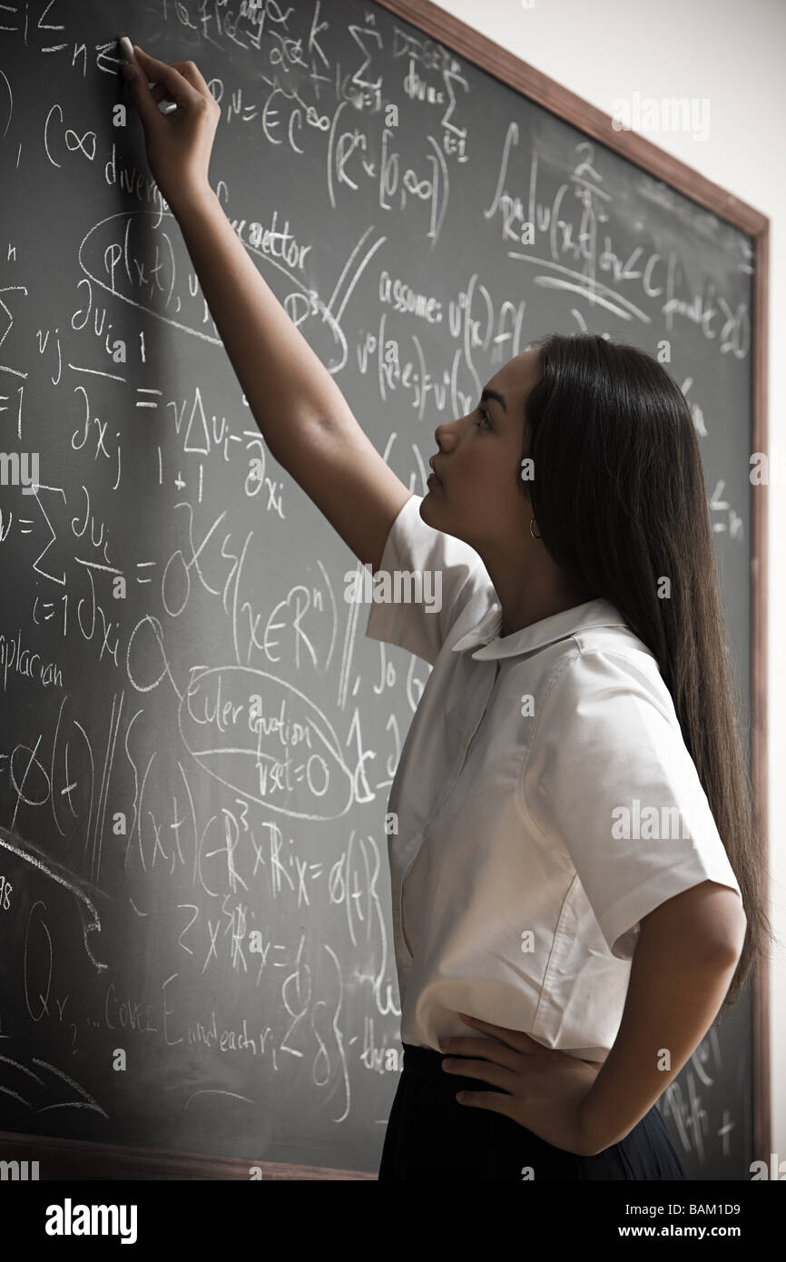 Girl Blackboard Equation High Resolution Stock Photography and Images ...