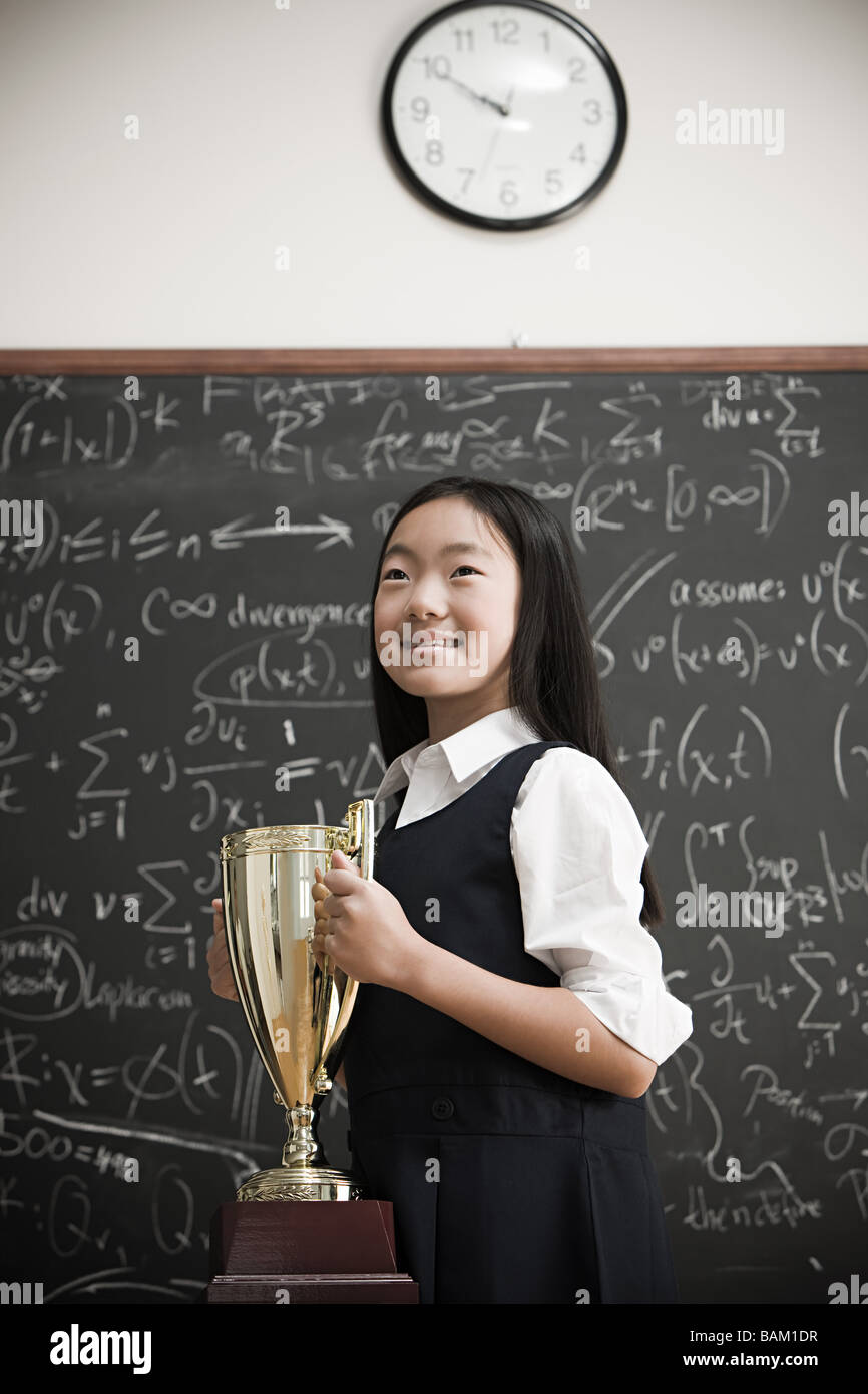 Girl with trophy Stock Photo - Alamy